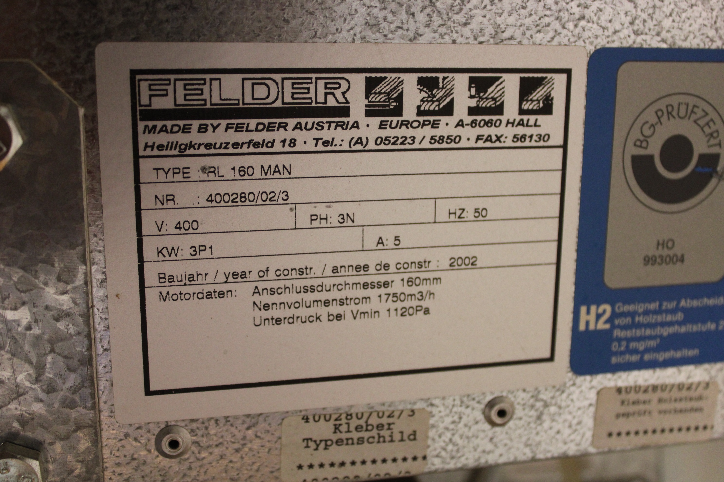 Spånsug Felder RL 160 -2002 - Auktioner online - Nätauktioner ...