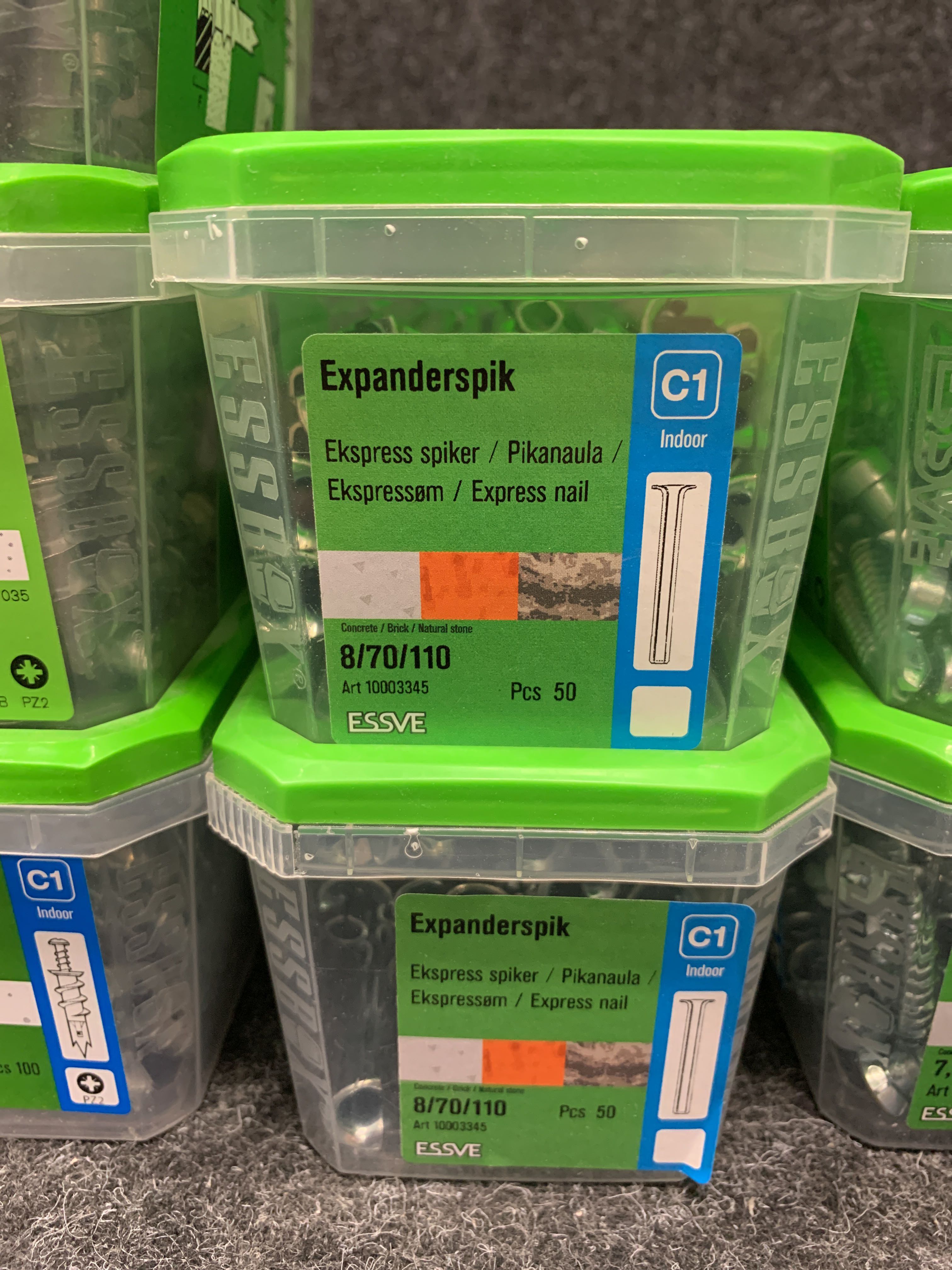 Drywall anchor, expander nail, skirting/plinth screw, concrete screw ...