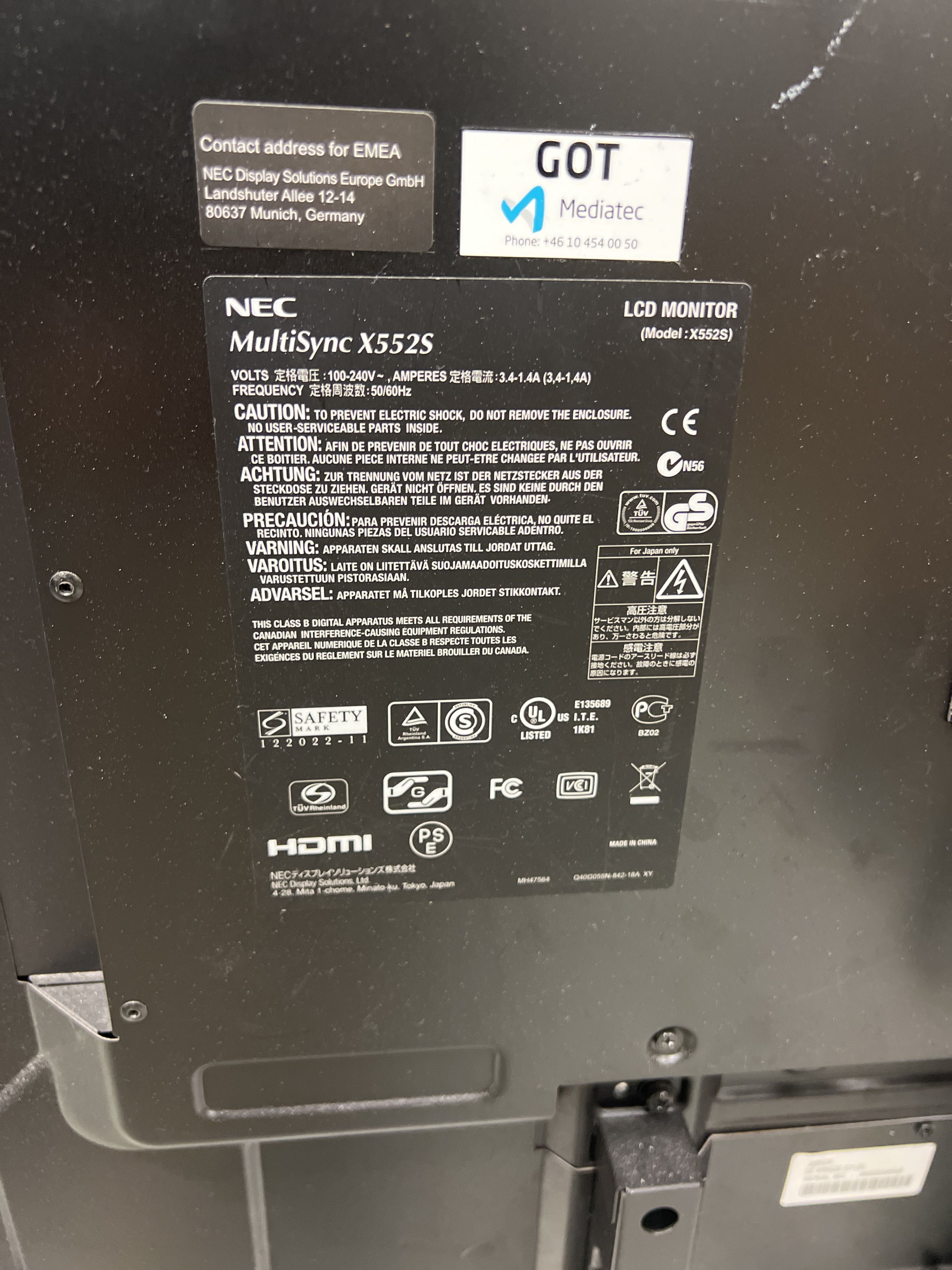 Monitors 2 pcs on stand - NEC MultiSync X552S - PS Auction - We value ...
