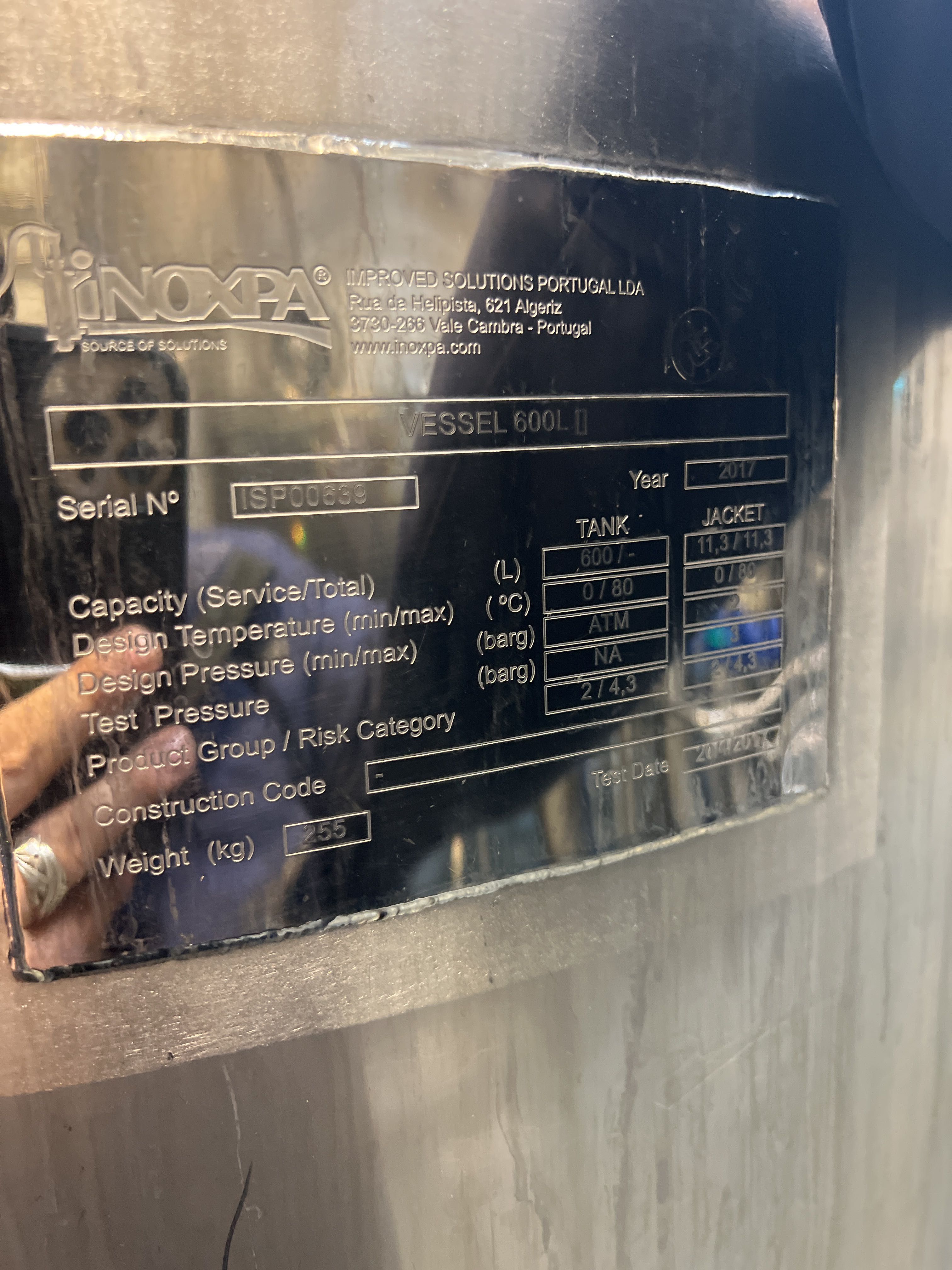 Tank Inoxpa Vessel 600l -2017 - PS Auction - We value the future ...