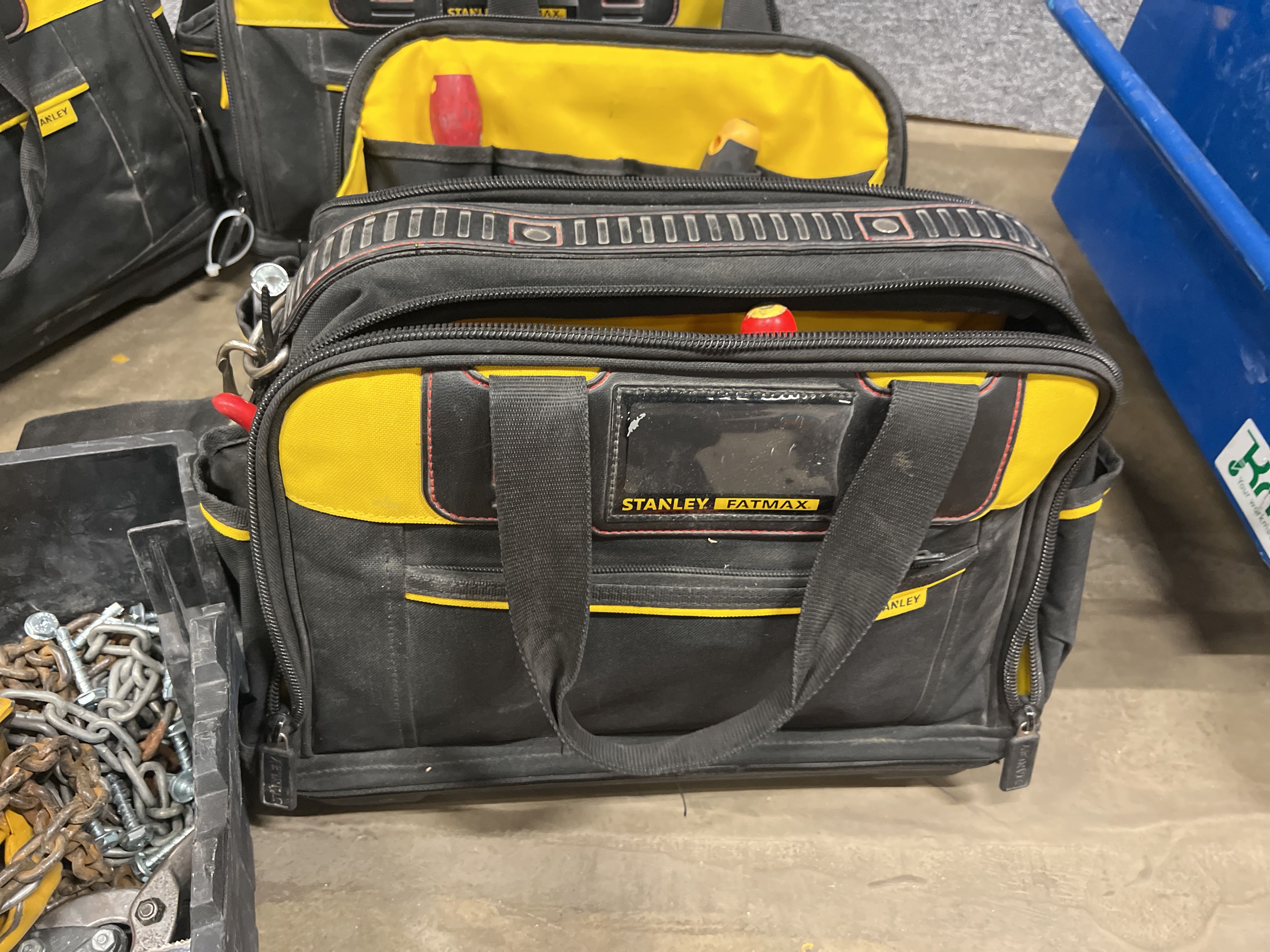 Toolbox with various tools and construction accessories - PS Auction ...