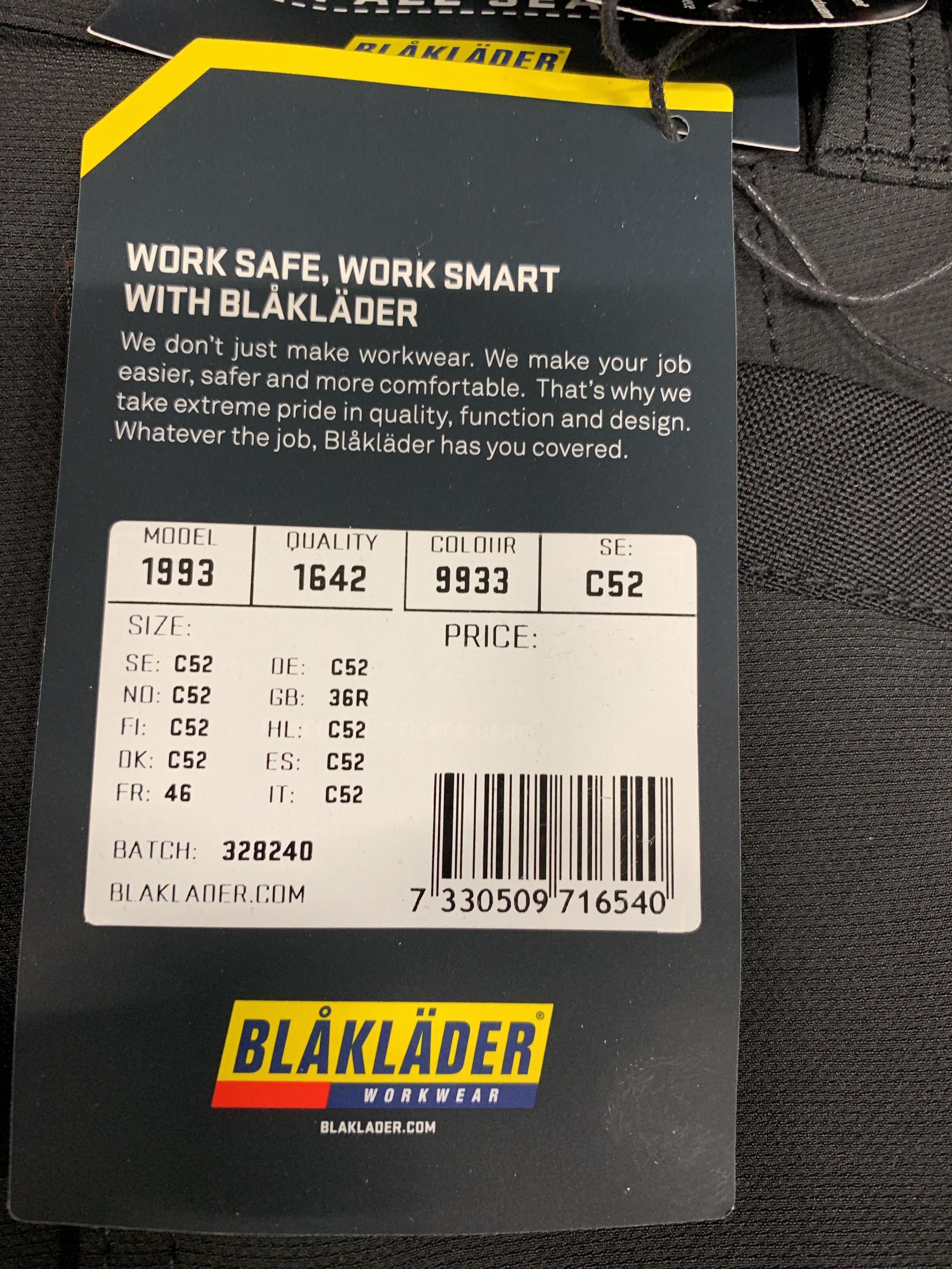 Warning trousers 4-way stretch Blåkläder 1993 - Size C52 - PS Auction ...