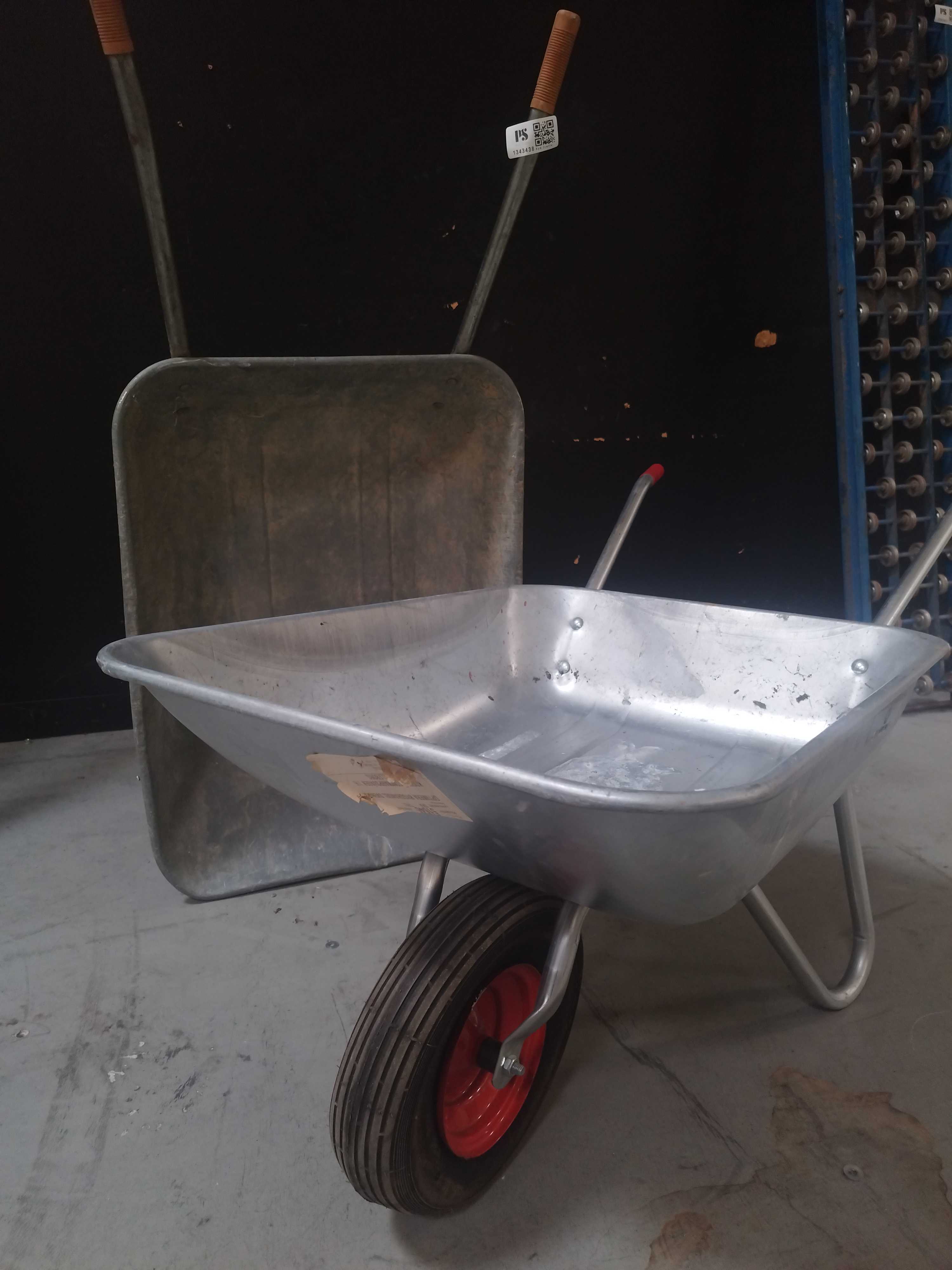 Wheelbarrows, 2 pcs – galvanized steel, pneumatic tires, various ...