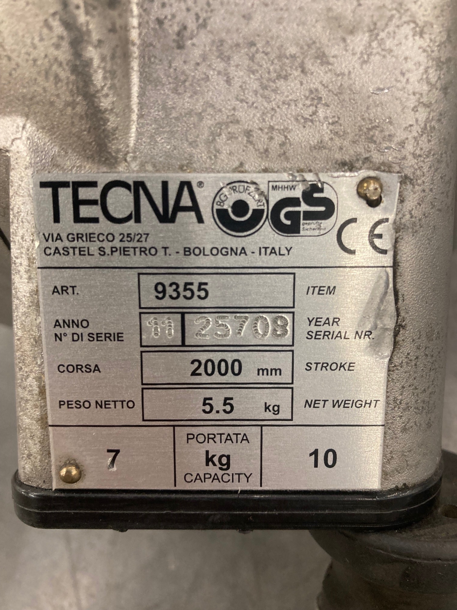 TECNA 9355 balance block 7-10kg 2M - PS Auction - We value the future ...