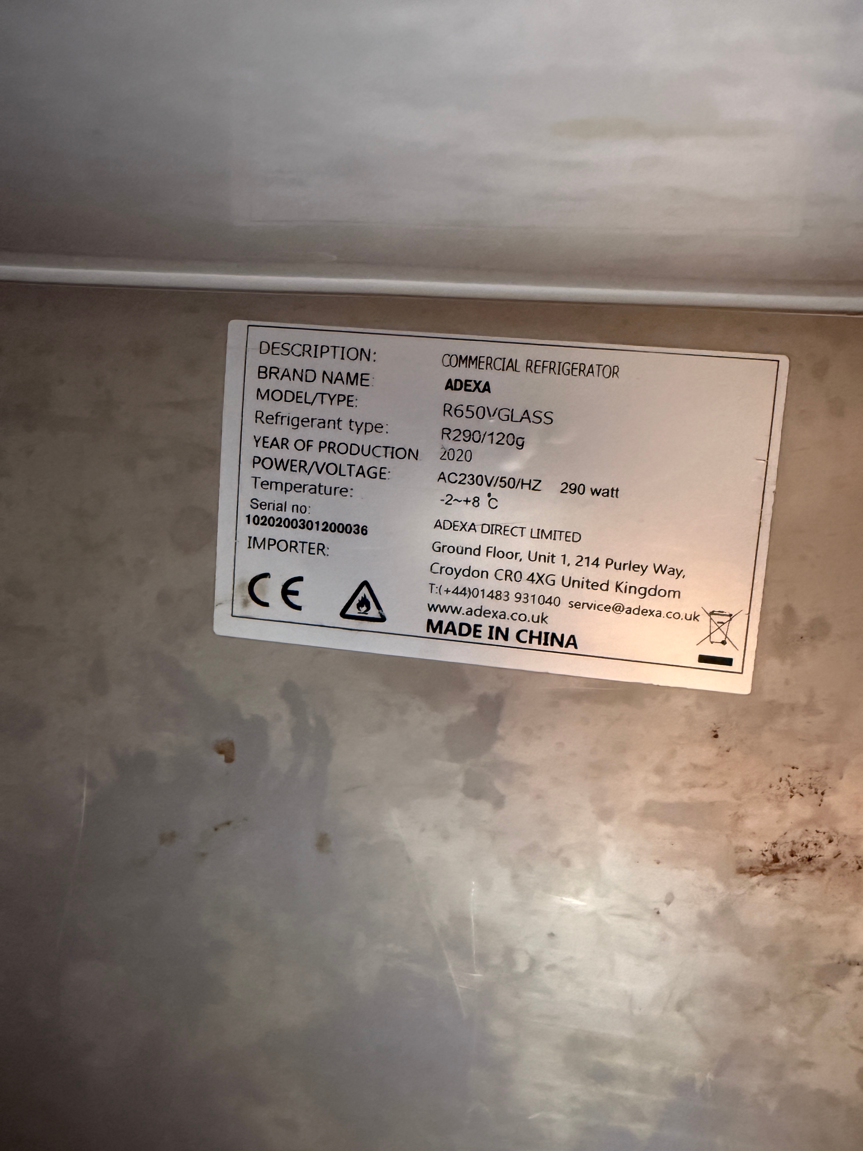 Kylskåp med glasdörr - Adexa R650V/GLASS, -2020 - Auktioner online ...