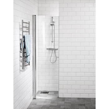 Shower wall Alterna Picto curved 80 clear glass (single door) - PS ...