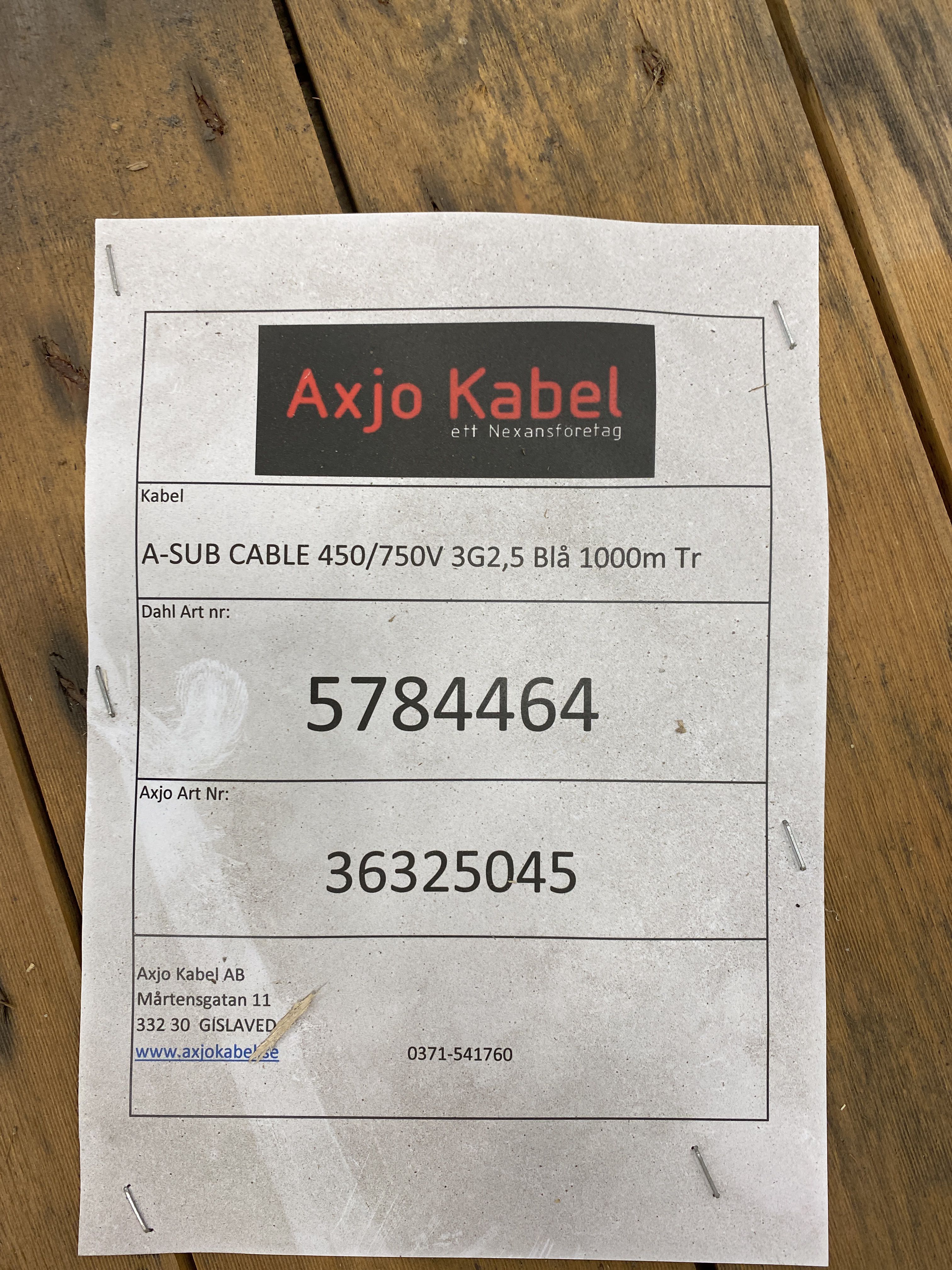 Pumpkabel a-sub cable 3G2,5MM2 1000m livsmedelgodkänd AXJO (Innehåller ...
