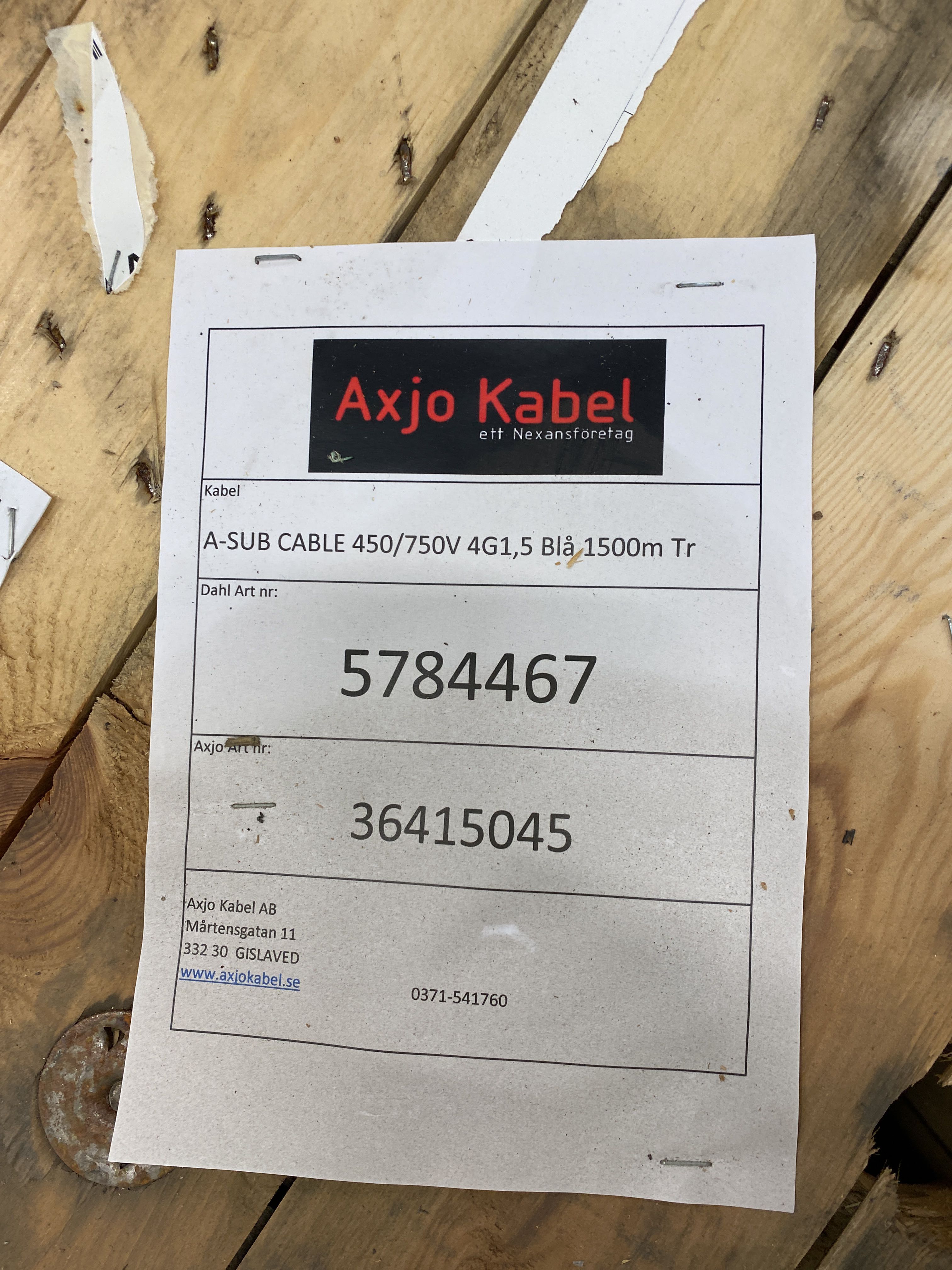 Pump cable a-sub cable 4G1.5MM2 1500m food approved AXJO (Contains ...