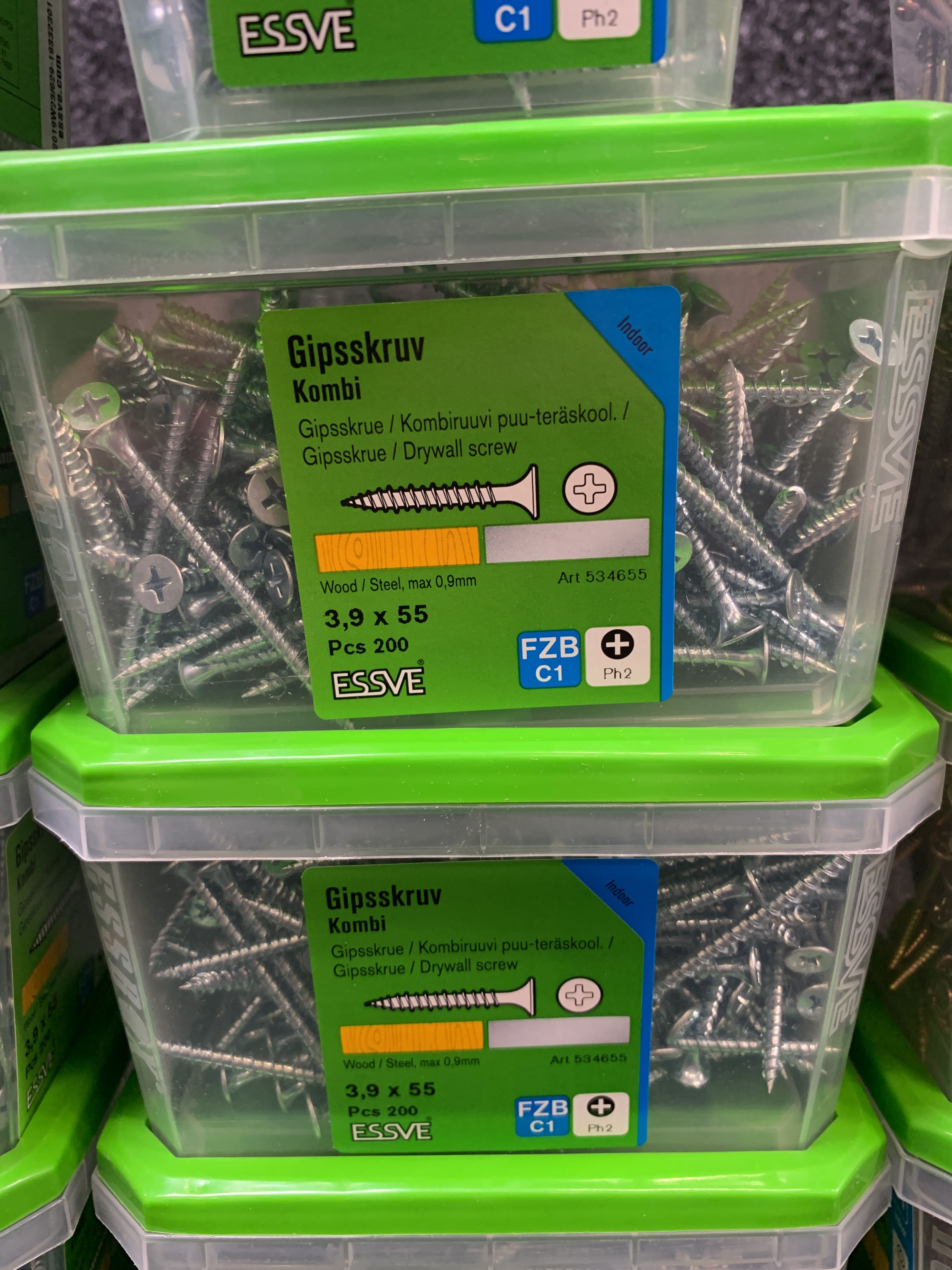 Sortiment med montageskruv, golvskruv, gipsskruv & list-sockelskruv ...