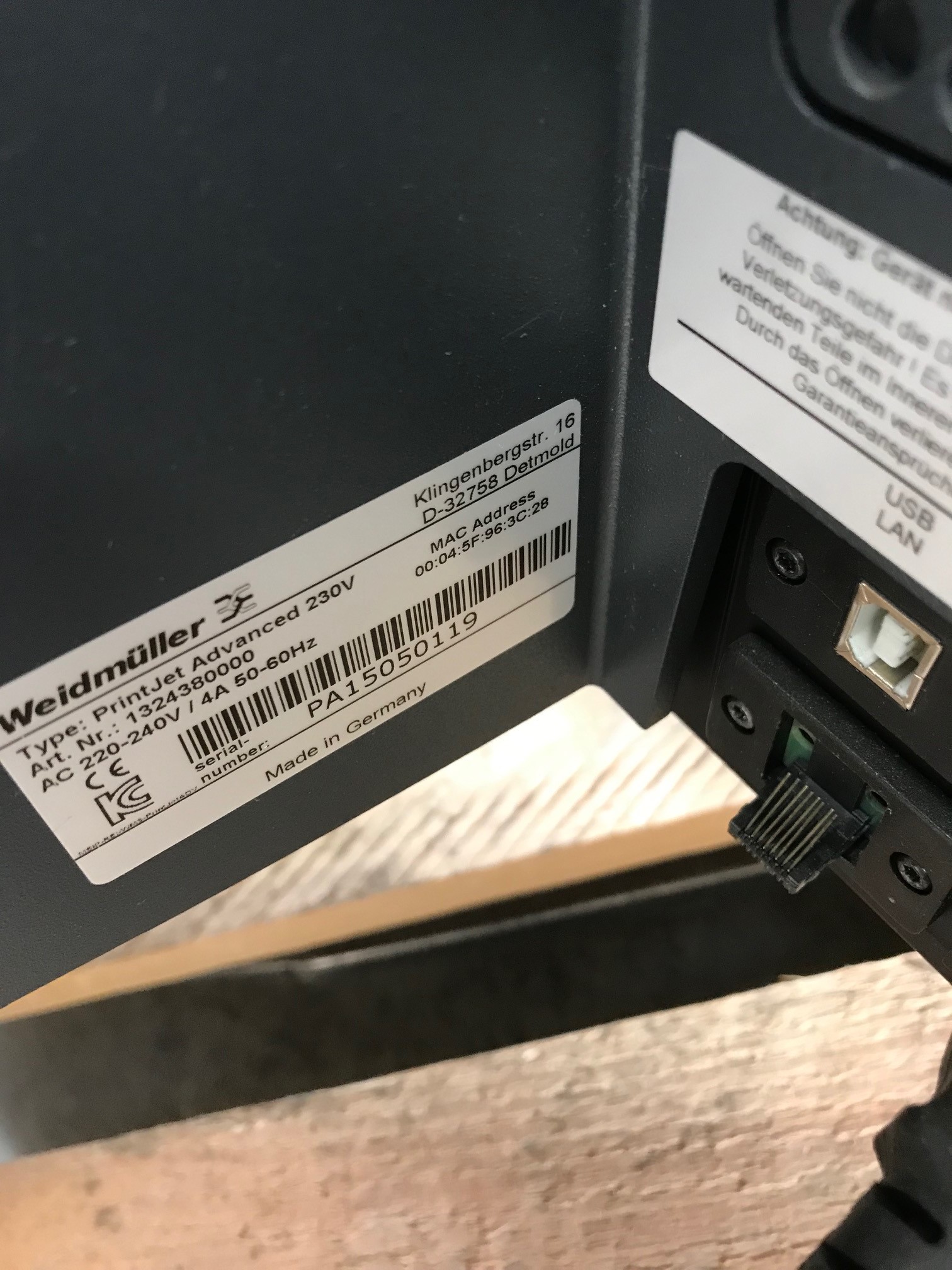 Bläckstråleskrivare Weidmüller PrintJet Advanced 230V - PS Auction - We ...