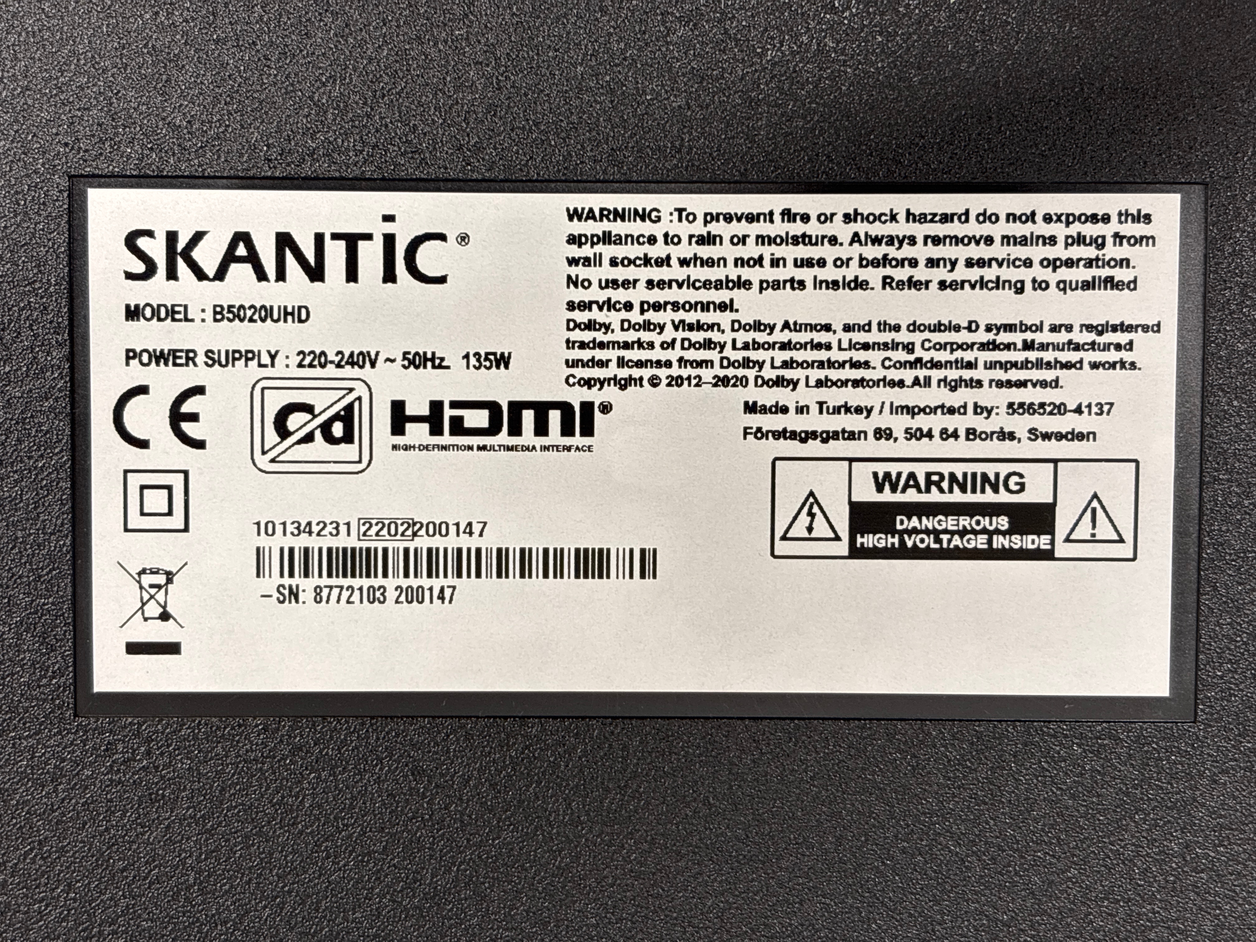 LED TV 50" - Skantic B5020UHD (Ny i öppnad förpackning) - Auktioner ...