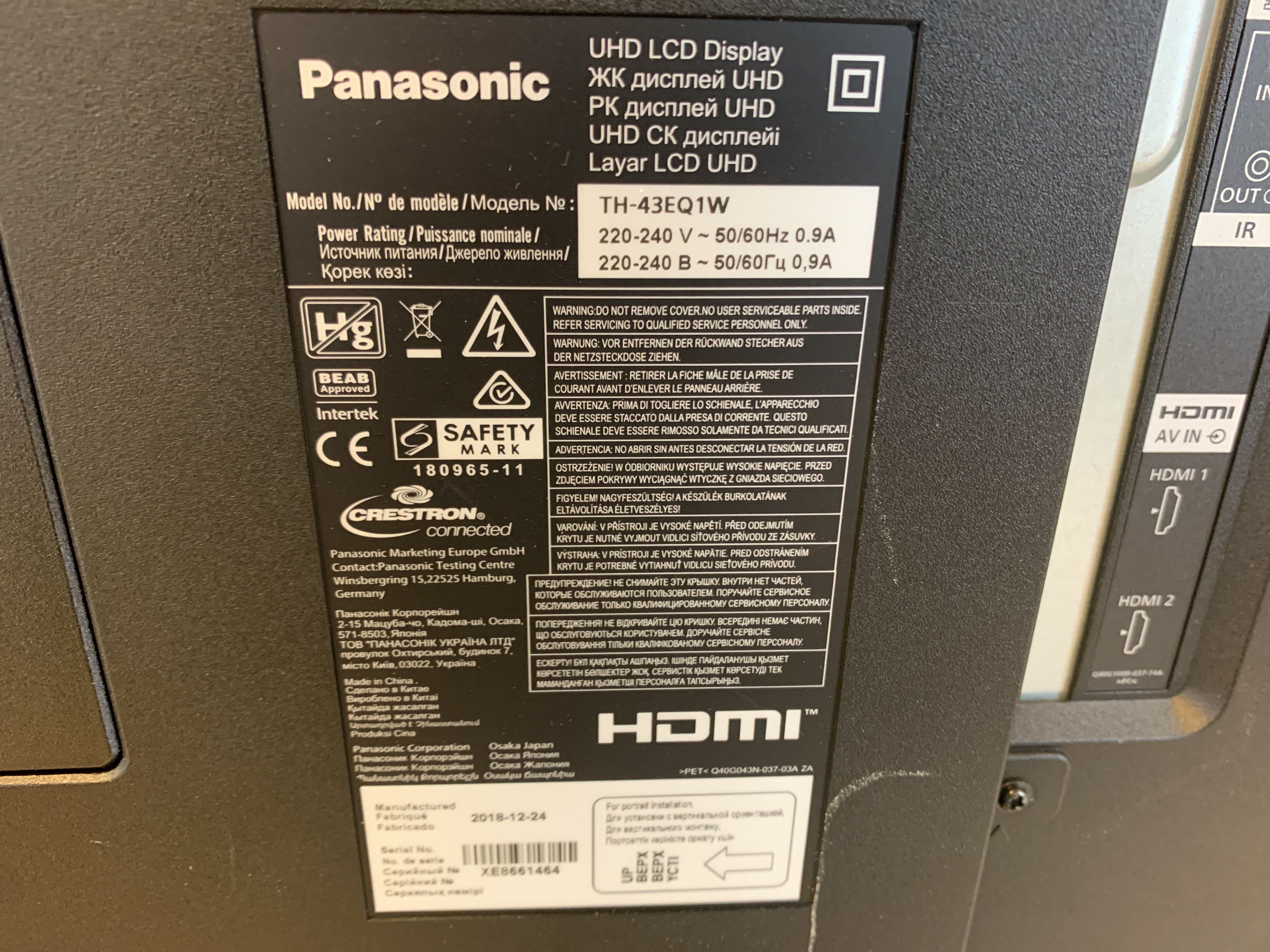 Panasonic 43UH5F 43" - Auktioner online - Nätauktioner ...