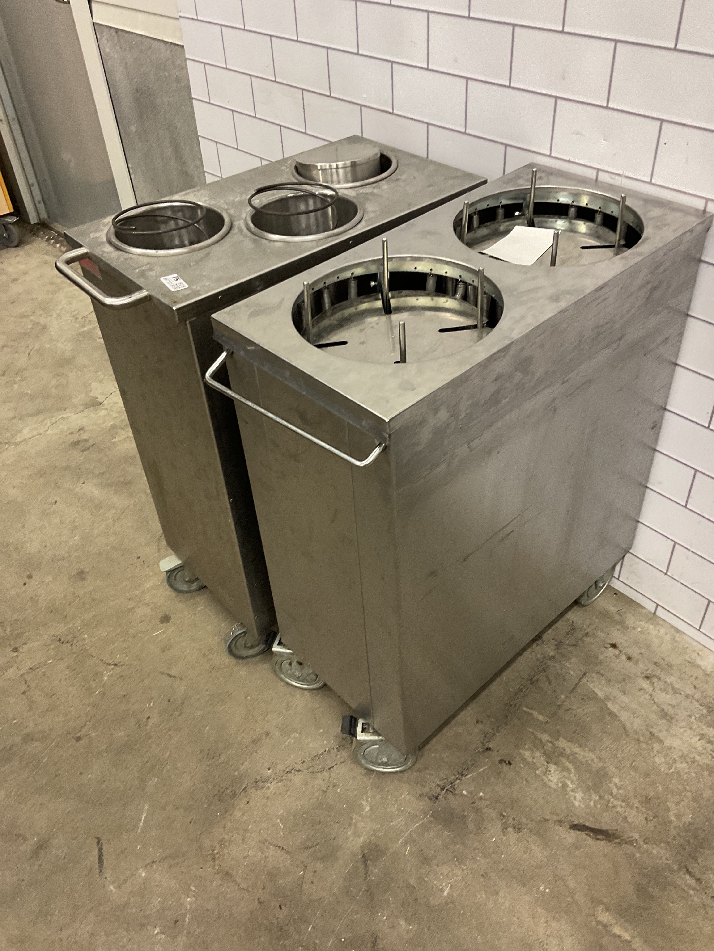 Stainless steel plate dispensers on wheels - PS Auction - We value the ...