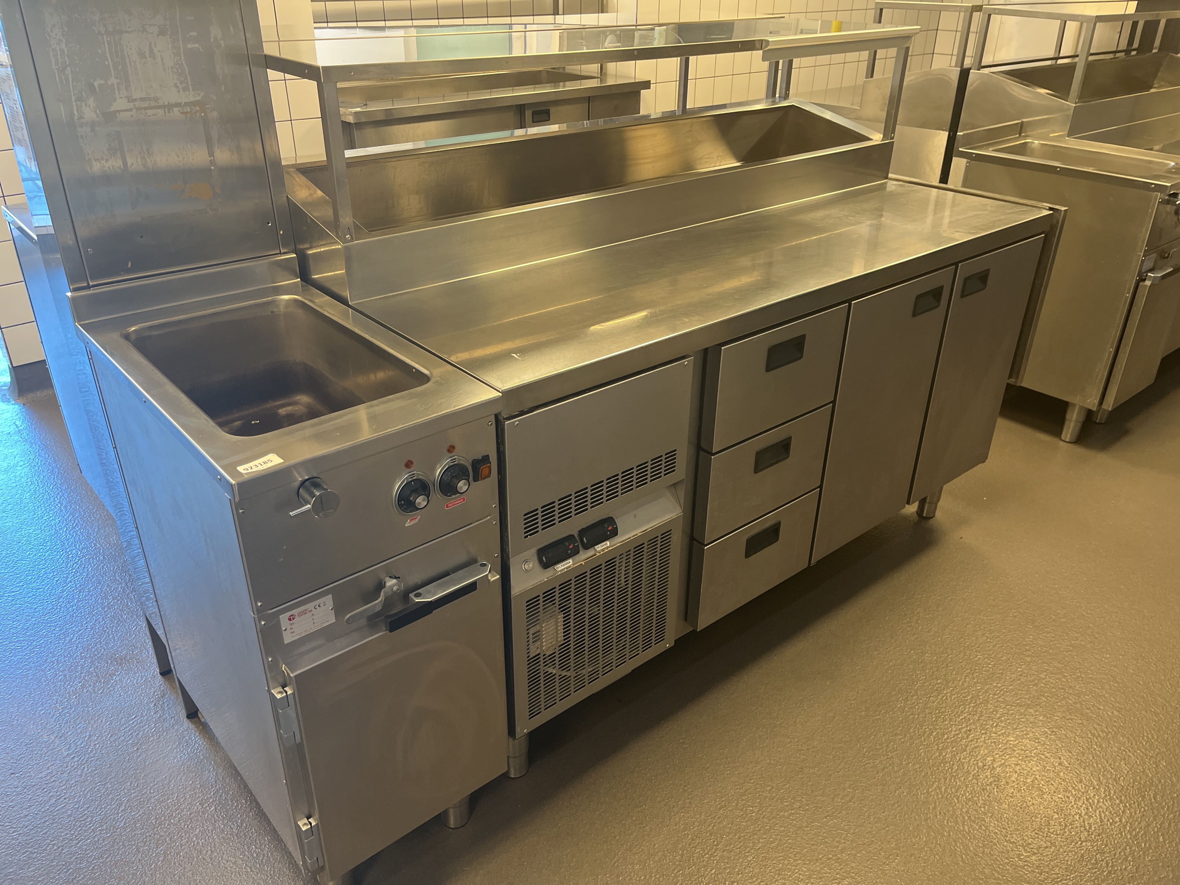 Cooling bench with chute, 170 cm and heating trolley with water bath ...