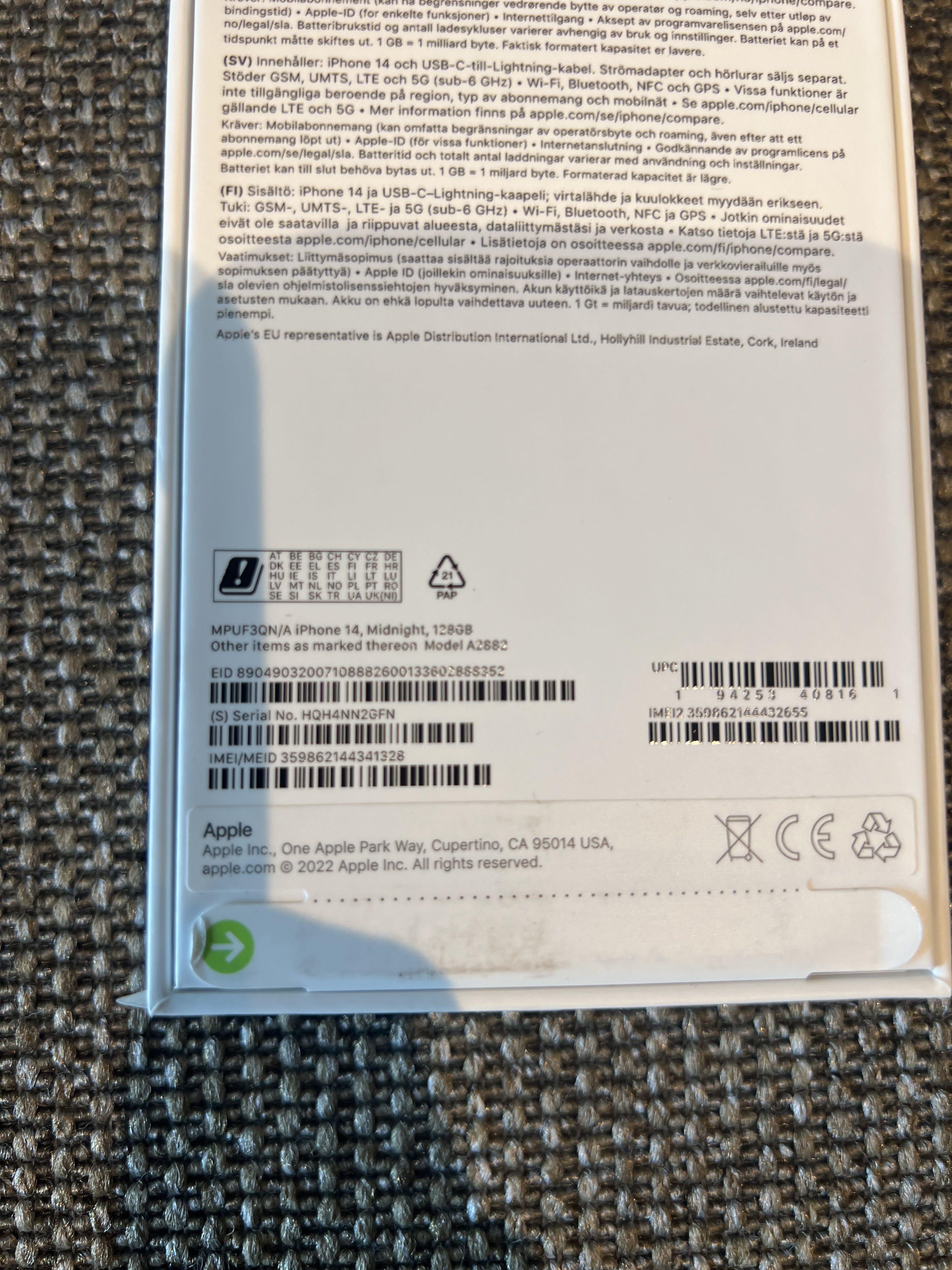 Smartphone iPhone 14 128 GB, Unopened box - PS Auction - We value the ...