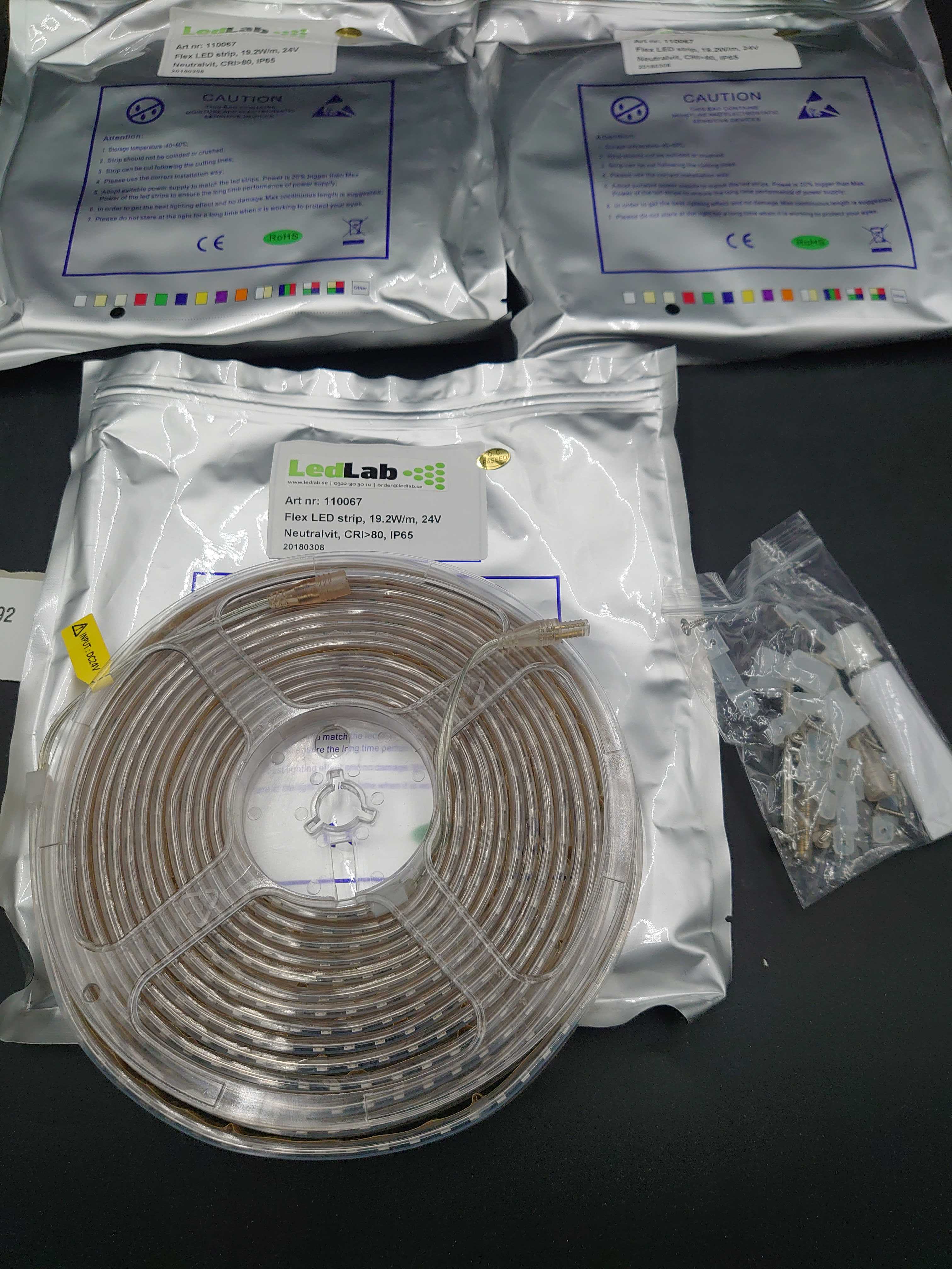 Ledlab 15 meter Flex LEDstrip 19.2W, 24V IP65 NW, 4000K - Shipping included - PS Auction - We ...