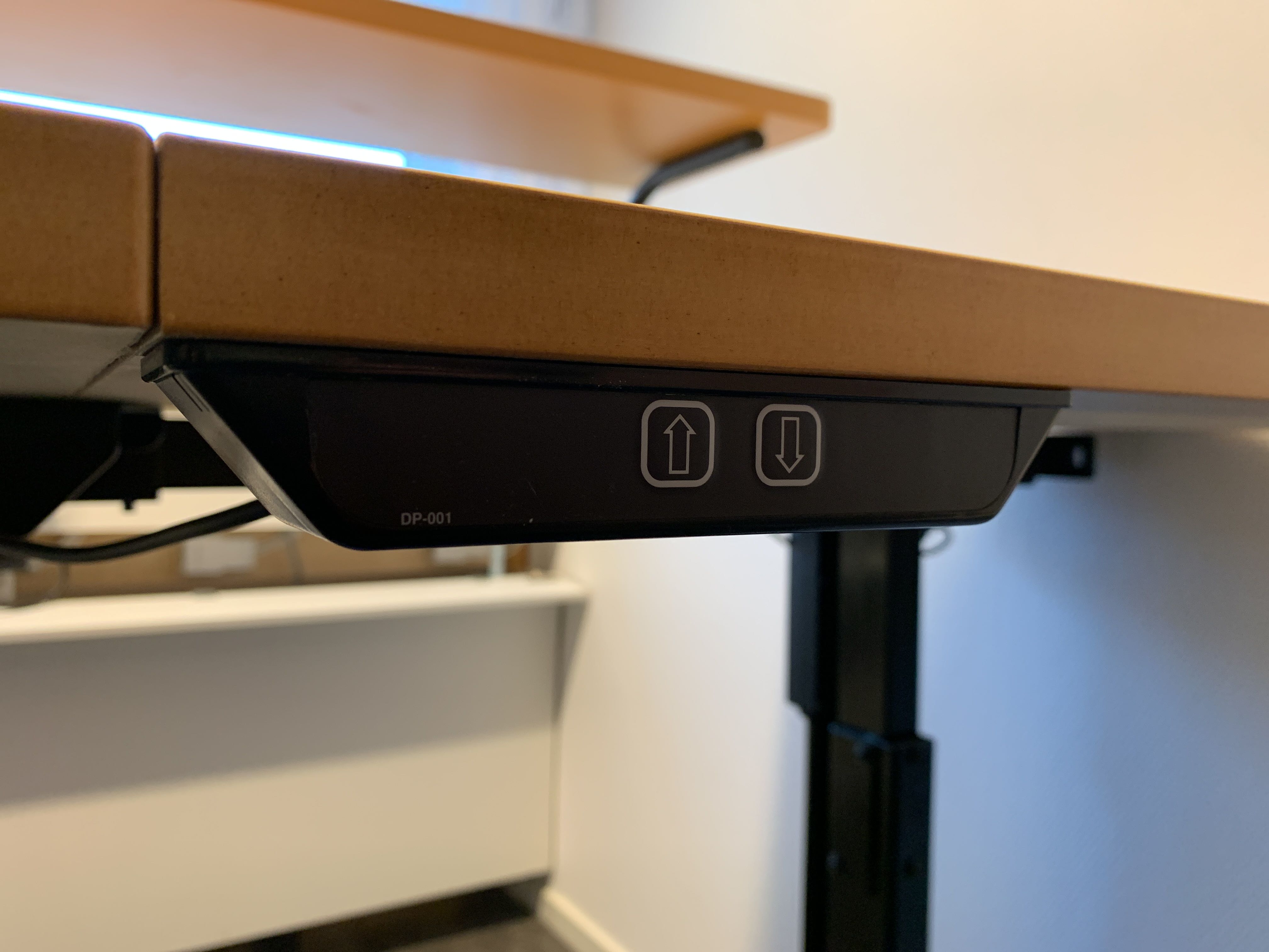 Office furniture: Electric raise/lower desk, office chair and storage ...