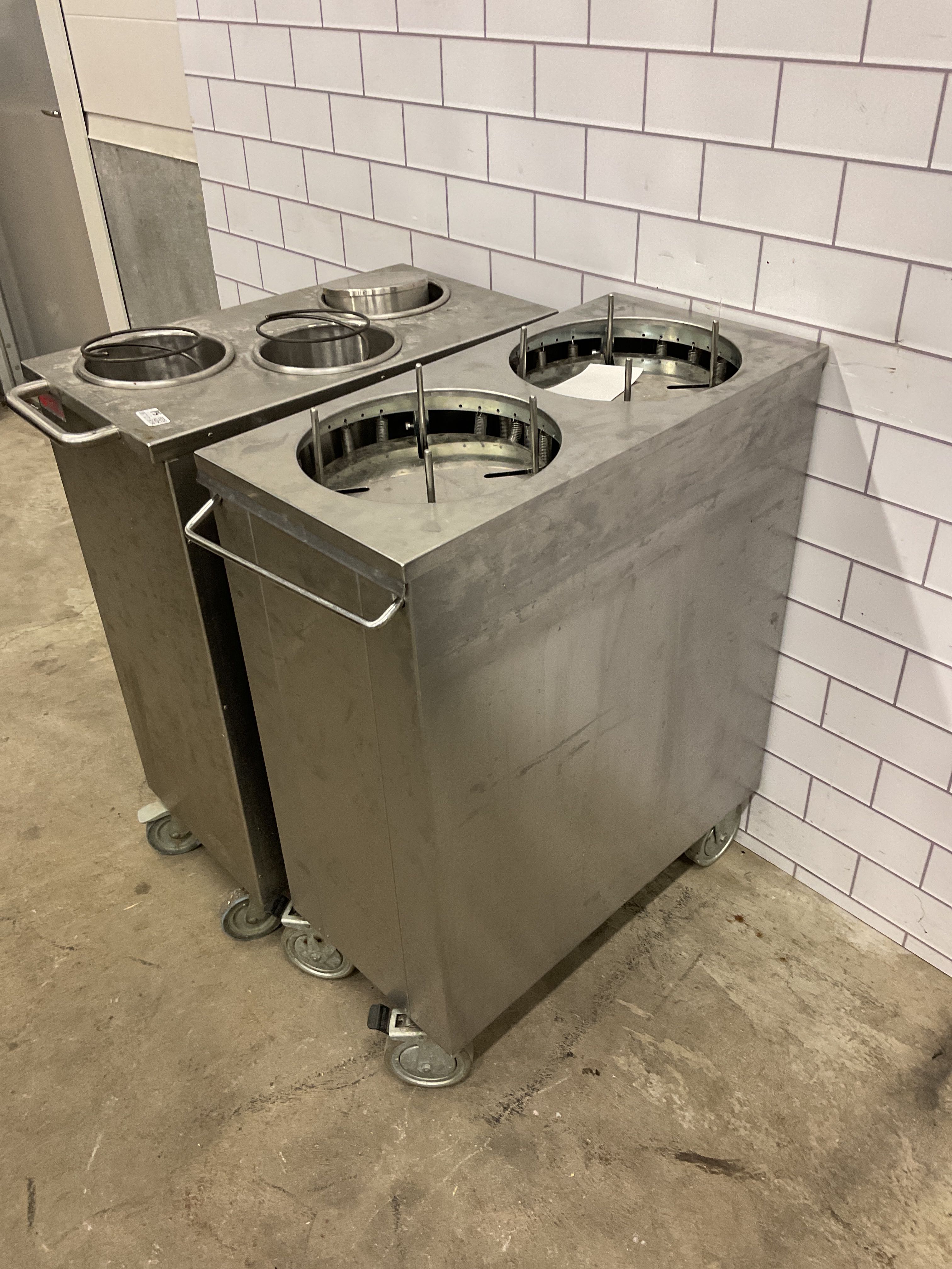 Stainless steel plate dispensers on wheels - PS Auction - We value the ...