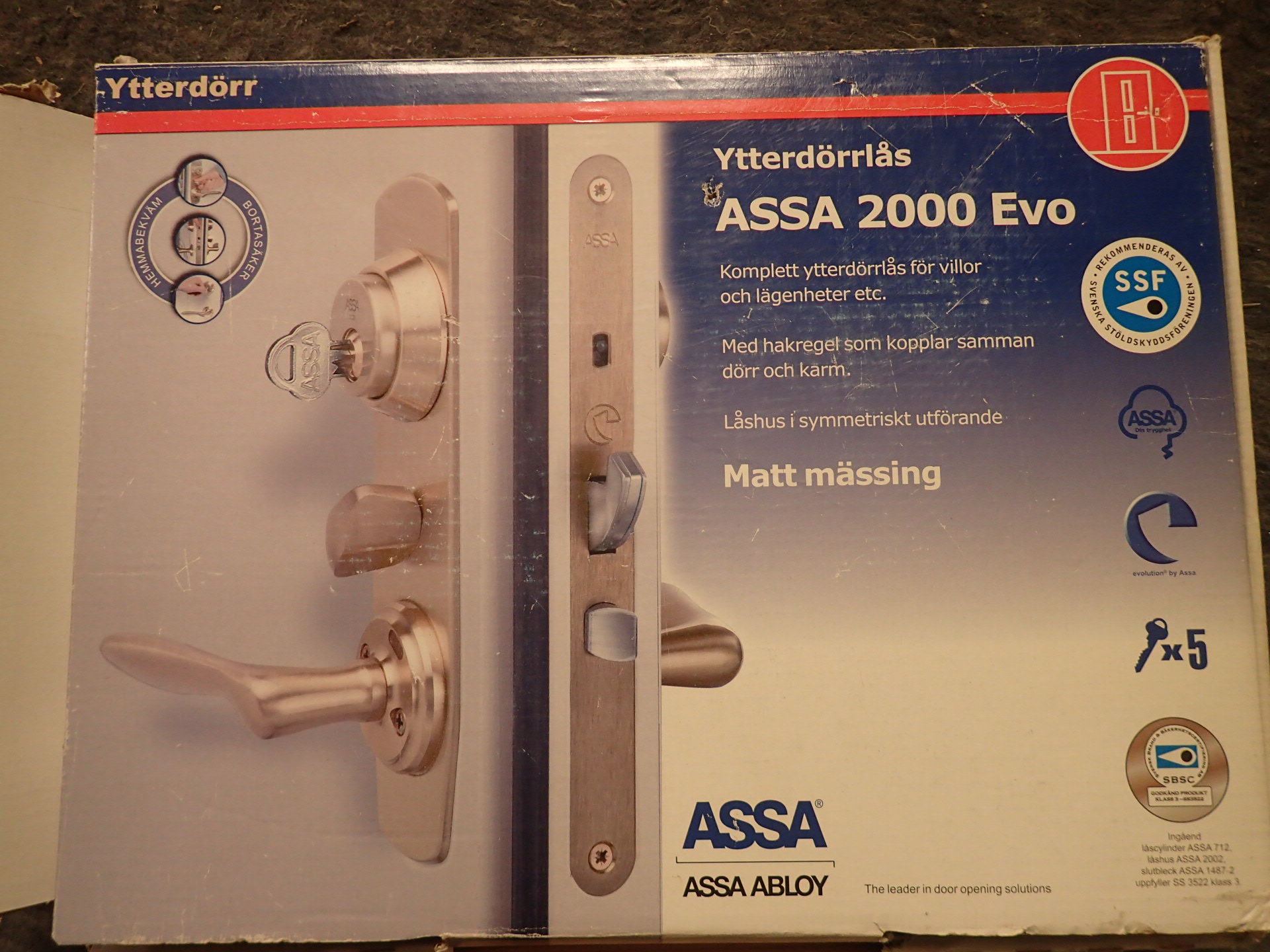 NEW complete front door lock Assa 2000 Evo with chopping line - PS ...