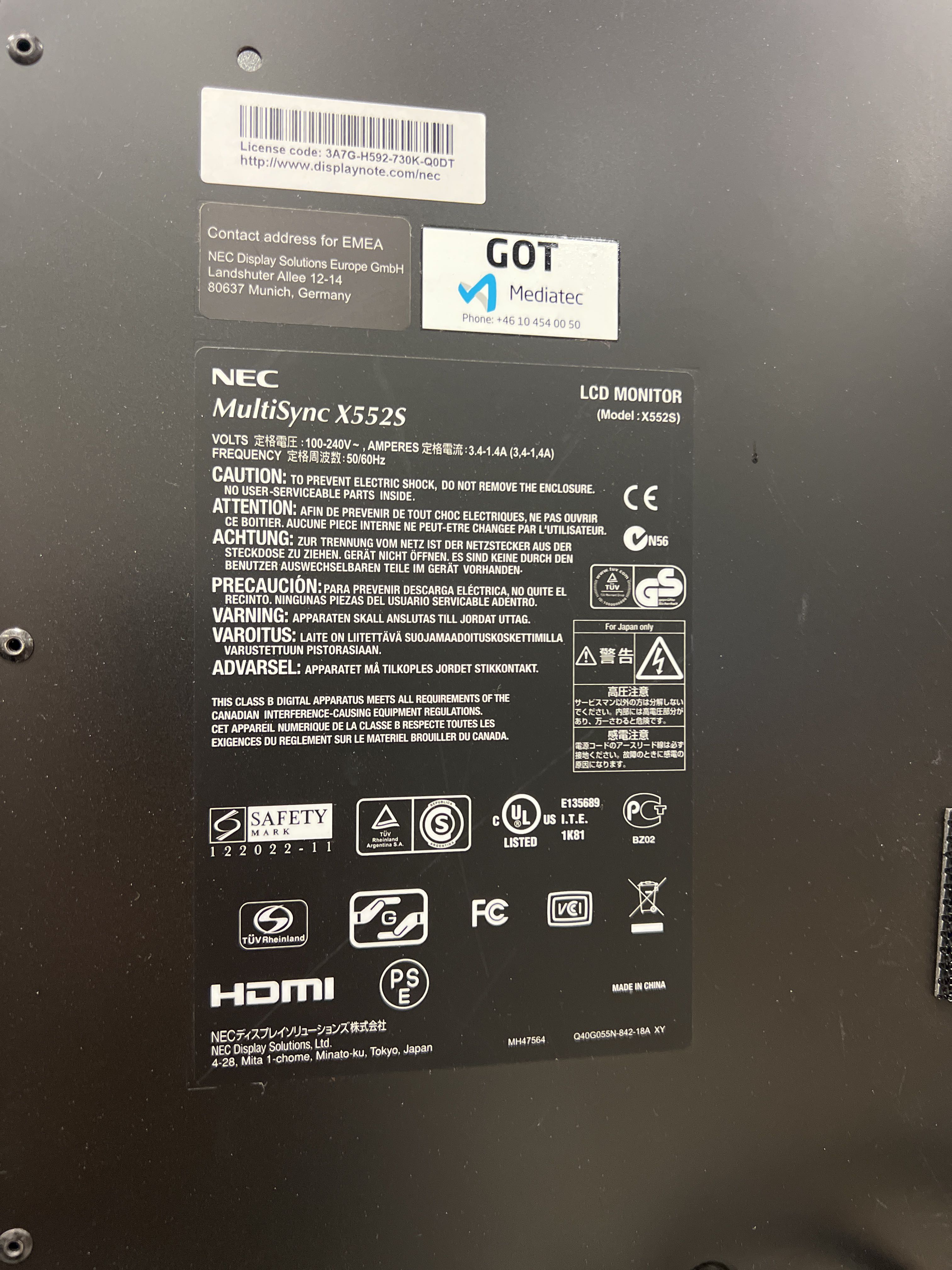 Monitors 2 pcs on stand - NEC MultiSync X552S - PS Auction - We value ...