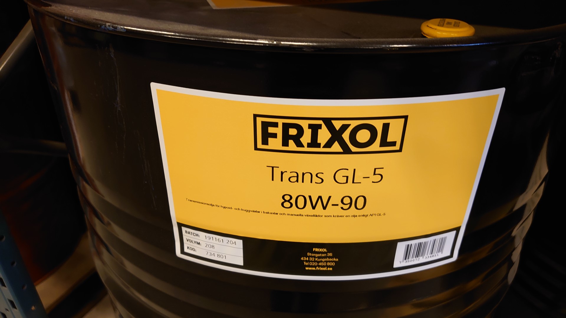 1 pall med 1 Fat Frixol Trans GL-5 80w-90, 208 Liter - Auktioner online ...