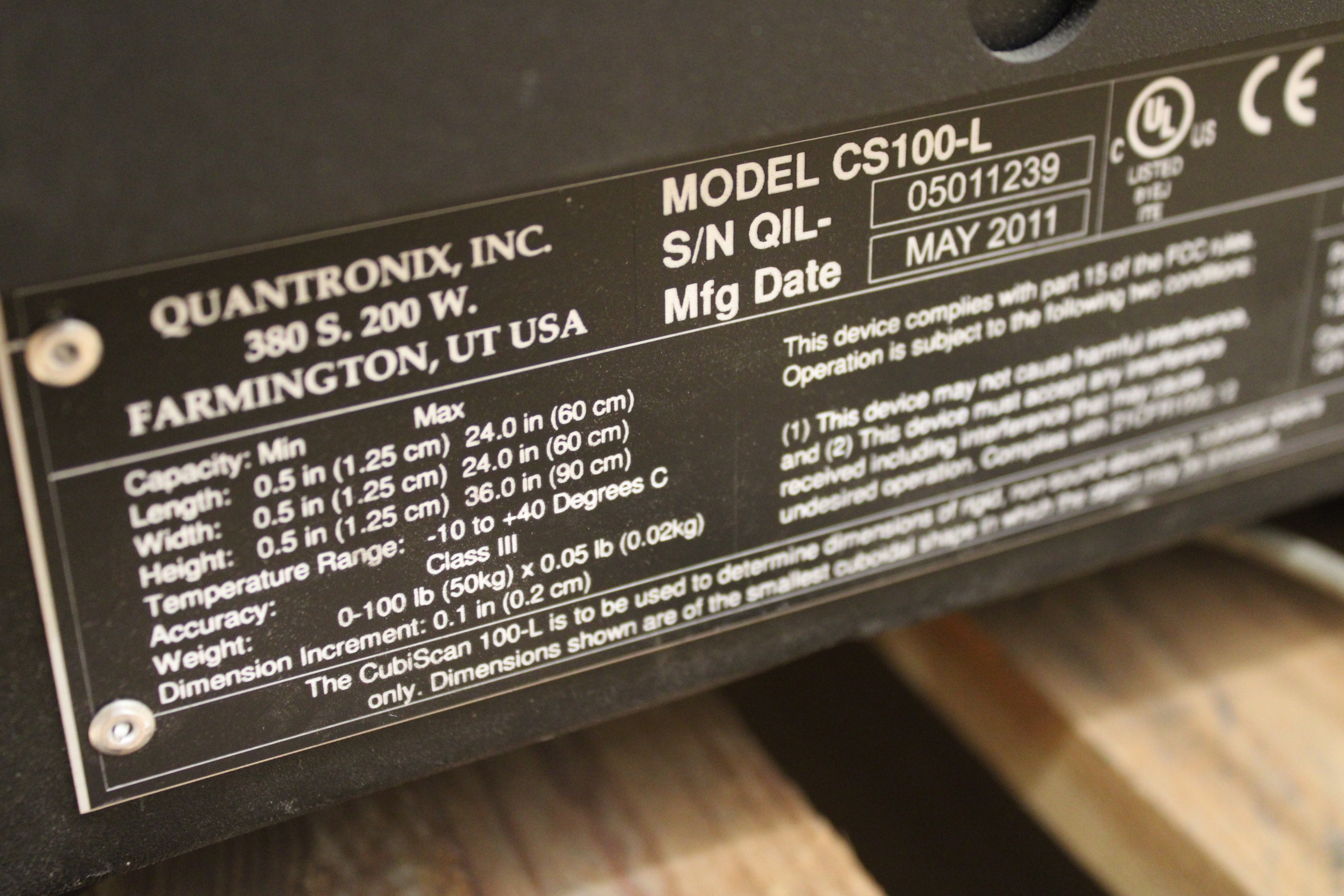 Volumetric meter with scale - Quantronix CubiScan 100-L - PS Auction ...