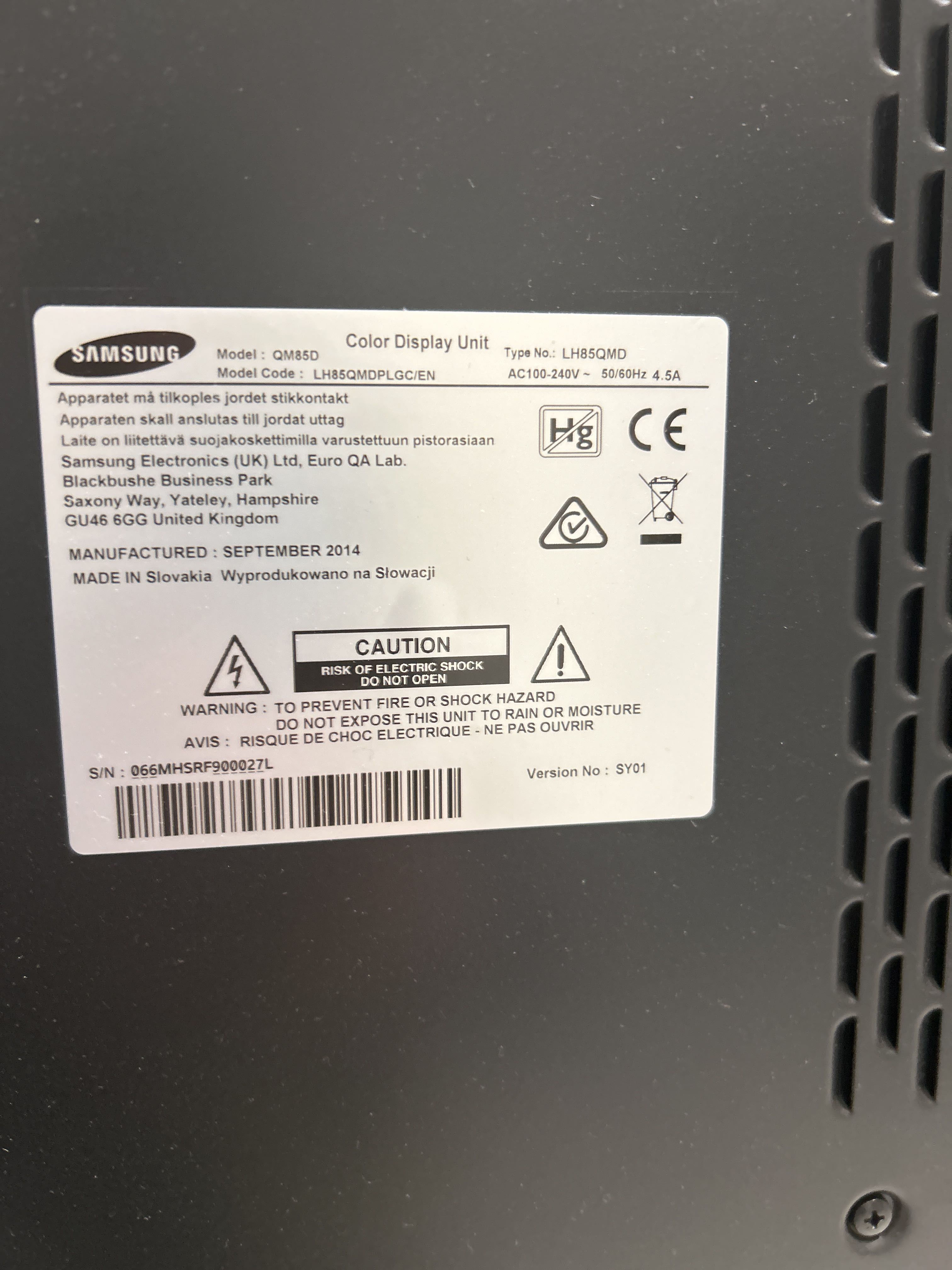 Samsung QM85D professional large-screen monitor - PS Auction - We value ...