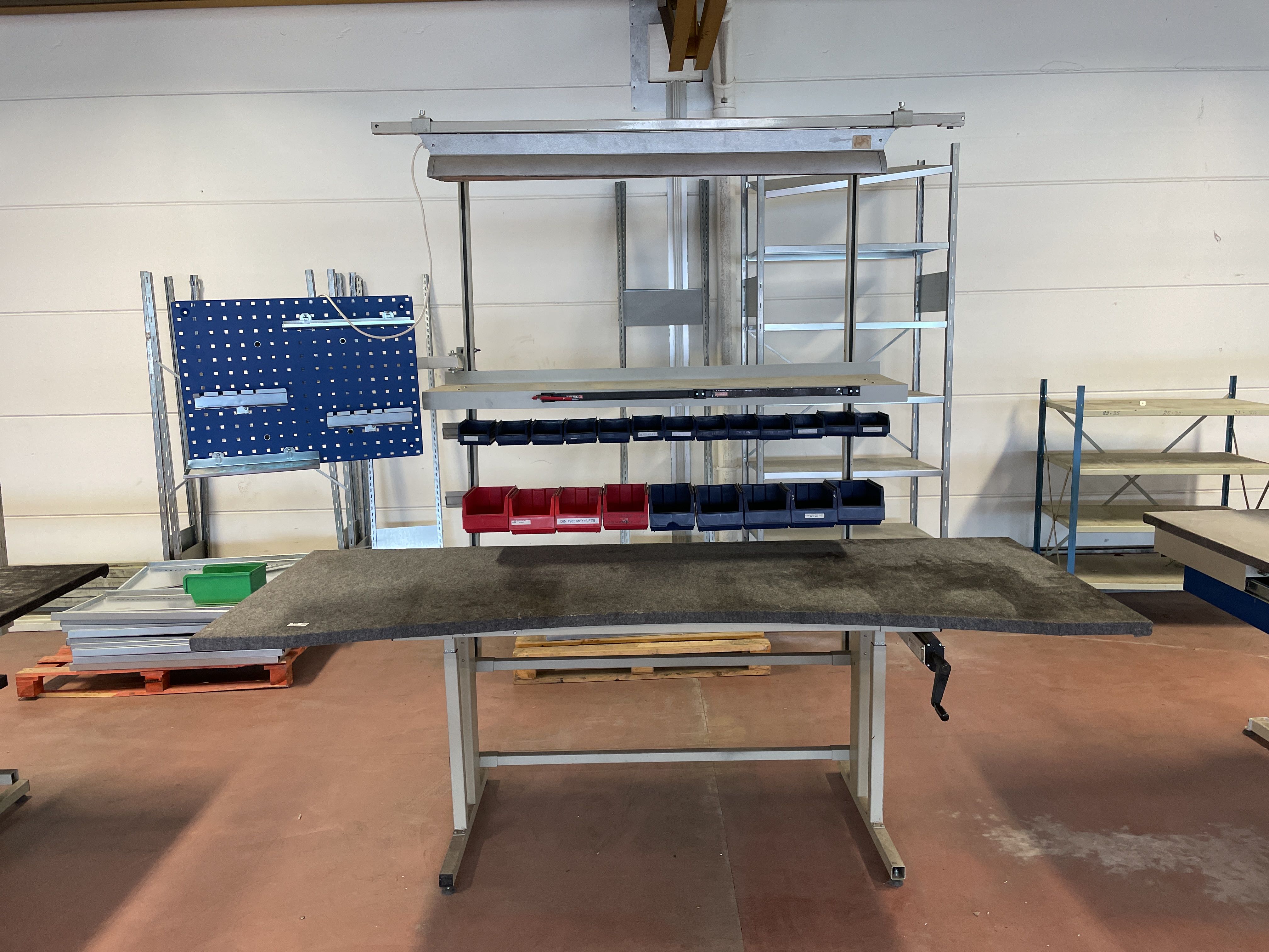 Felt-covered desk with assortment boxes on racks - PS Auction - We ...