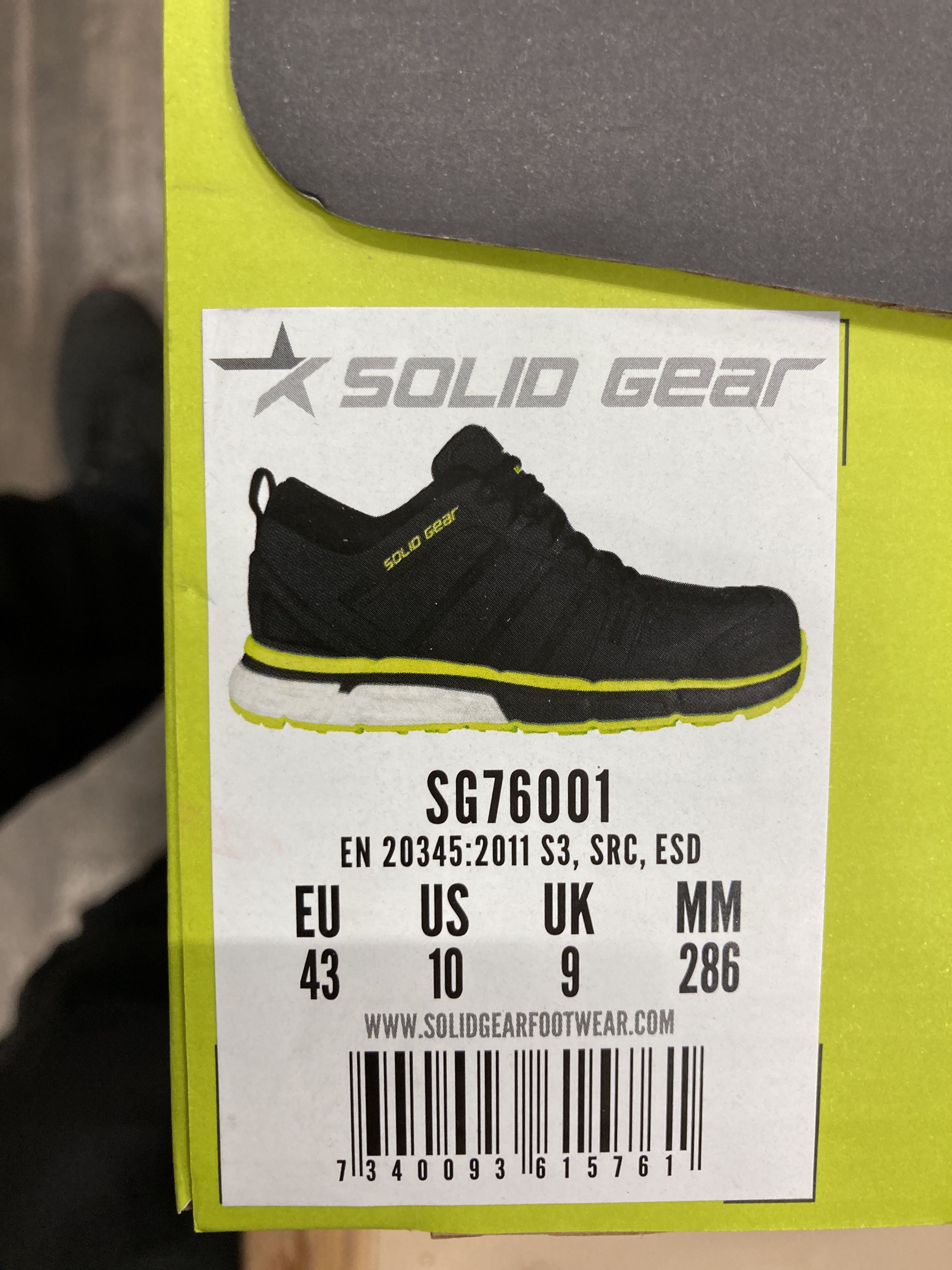 Solid Gear Revolution Infinity safety shoes S1P, Black / Lime green ...