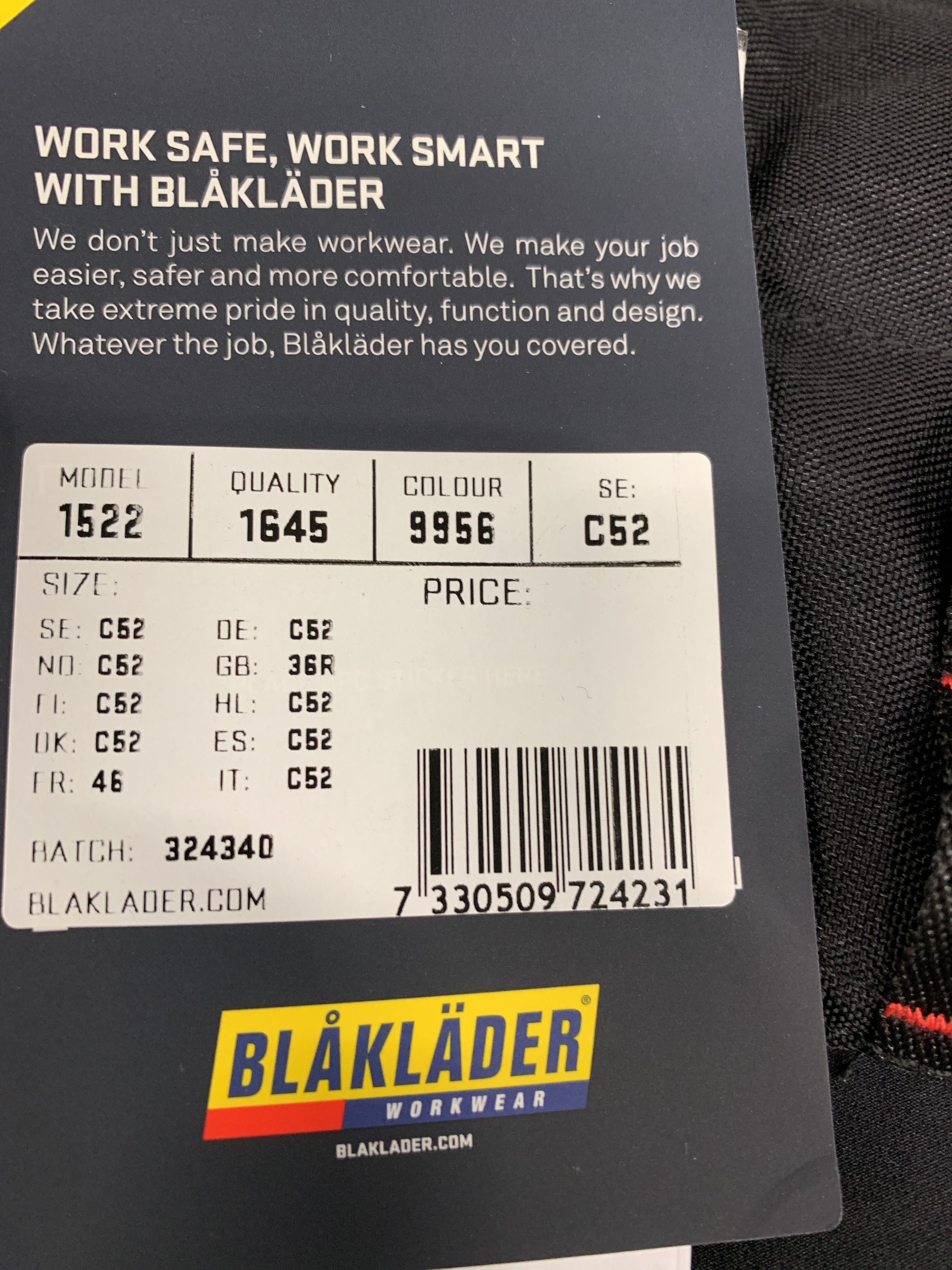 Craft pants 4-way stretch Blåkläder 1522 - Size C52 - PS Auction - We ...