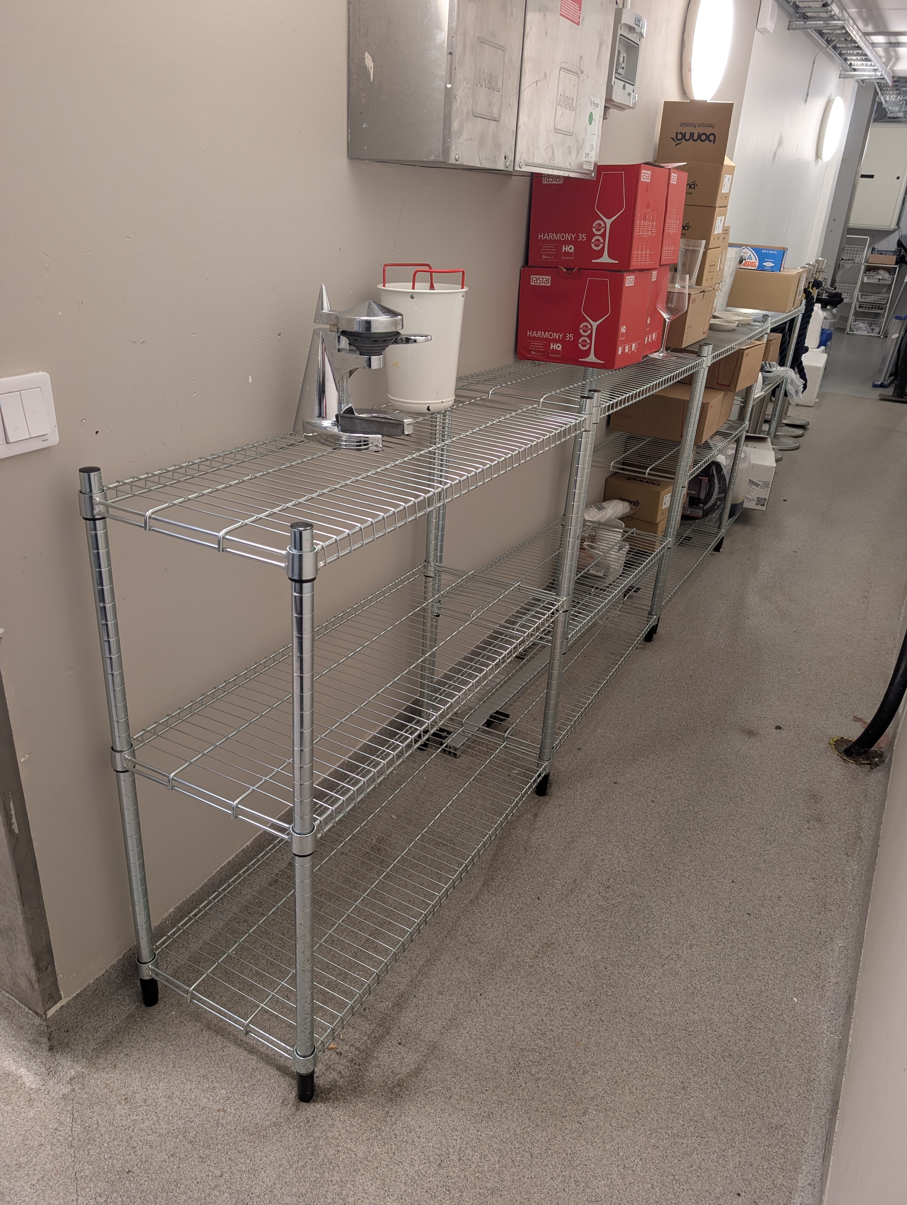 Lot with china, glass, cutlery and storage shelves (not glass marked ...