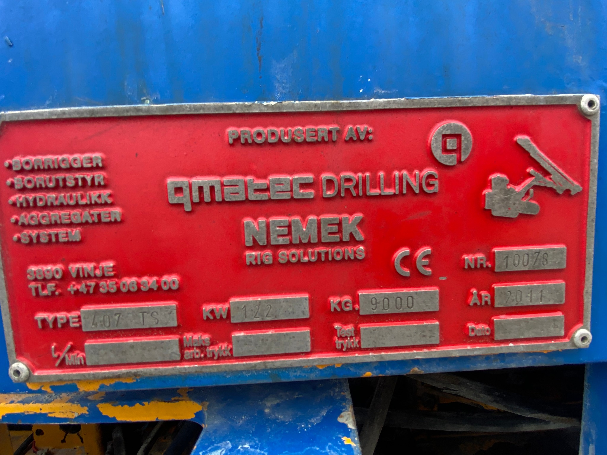 Borrigg med tillbehör - Nemek 407 TS - 2011 - Auktioner online ...