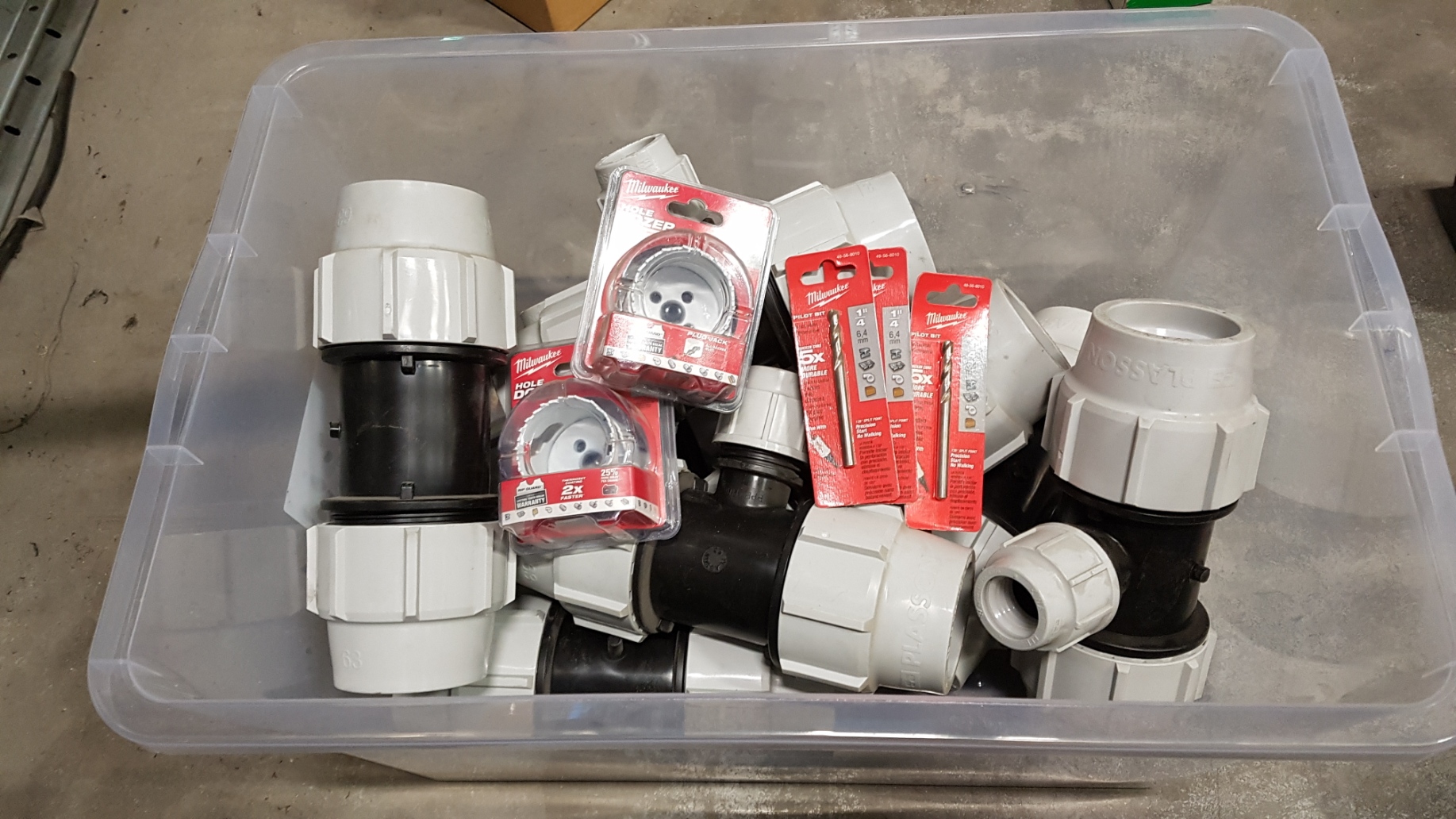 PEM pipe connectors, 2 hole saws 2 1/4", 1/4" drill - PS Auction - We ...