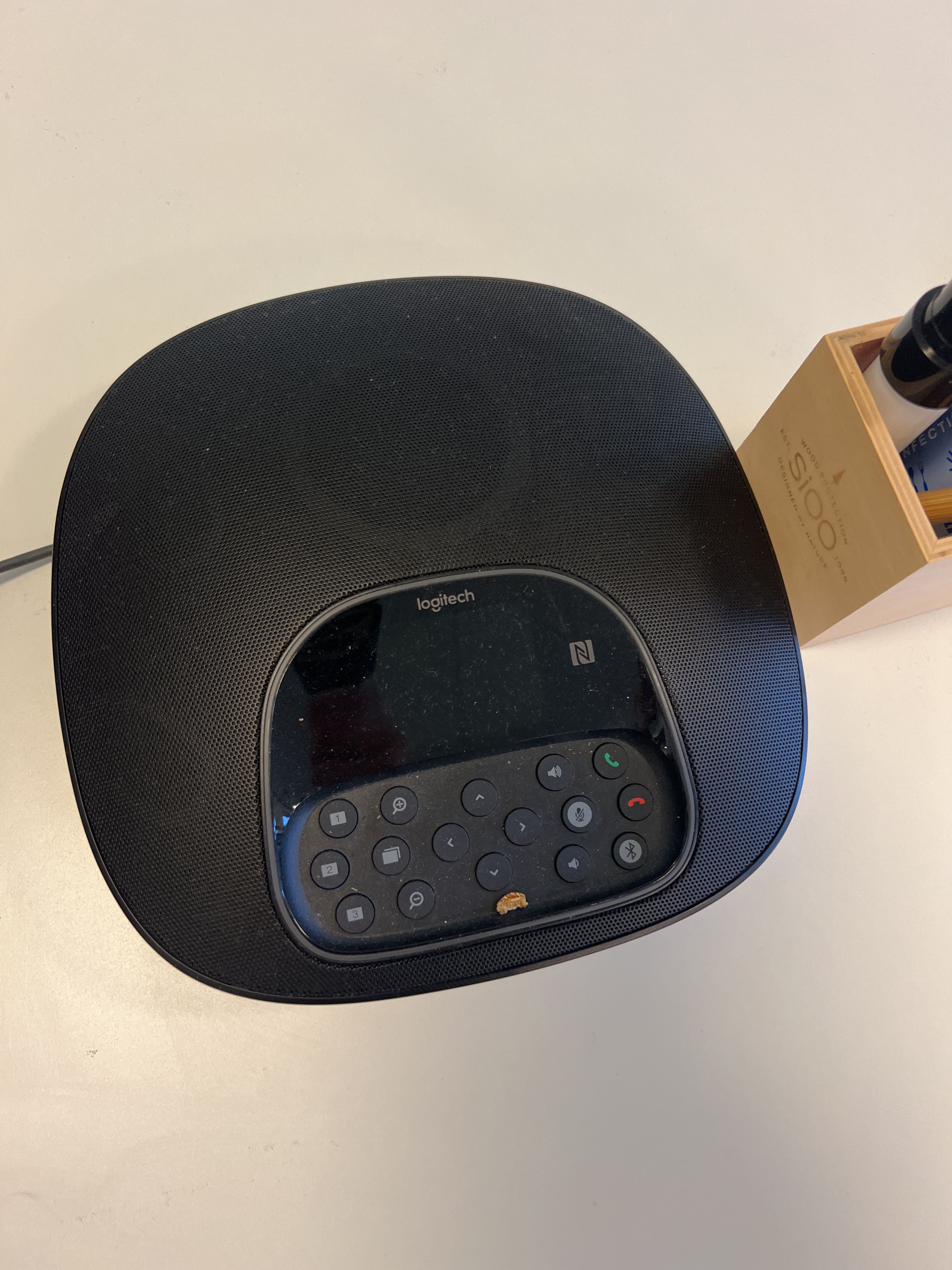 Conference equipment - screen and Logitech video conferencing system ...