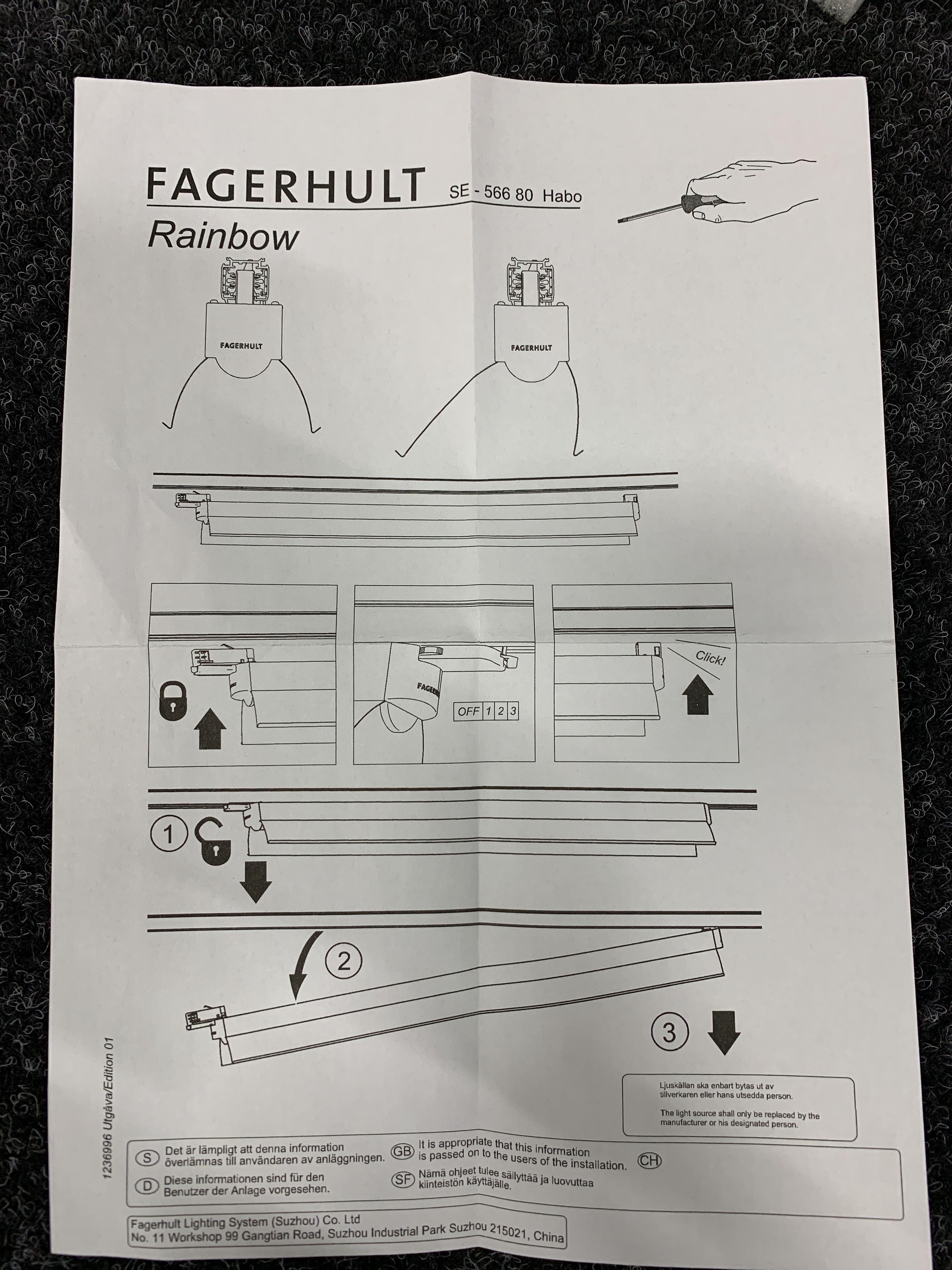6 luminaires Fagerhult, fluorescent tube design for mounting in contact ...