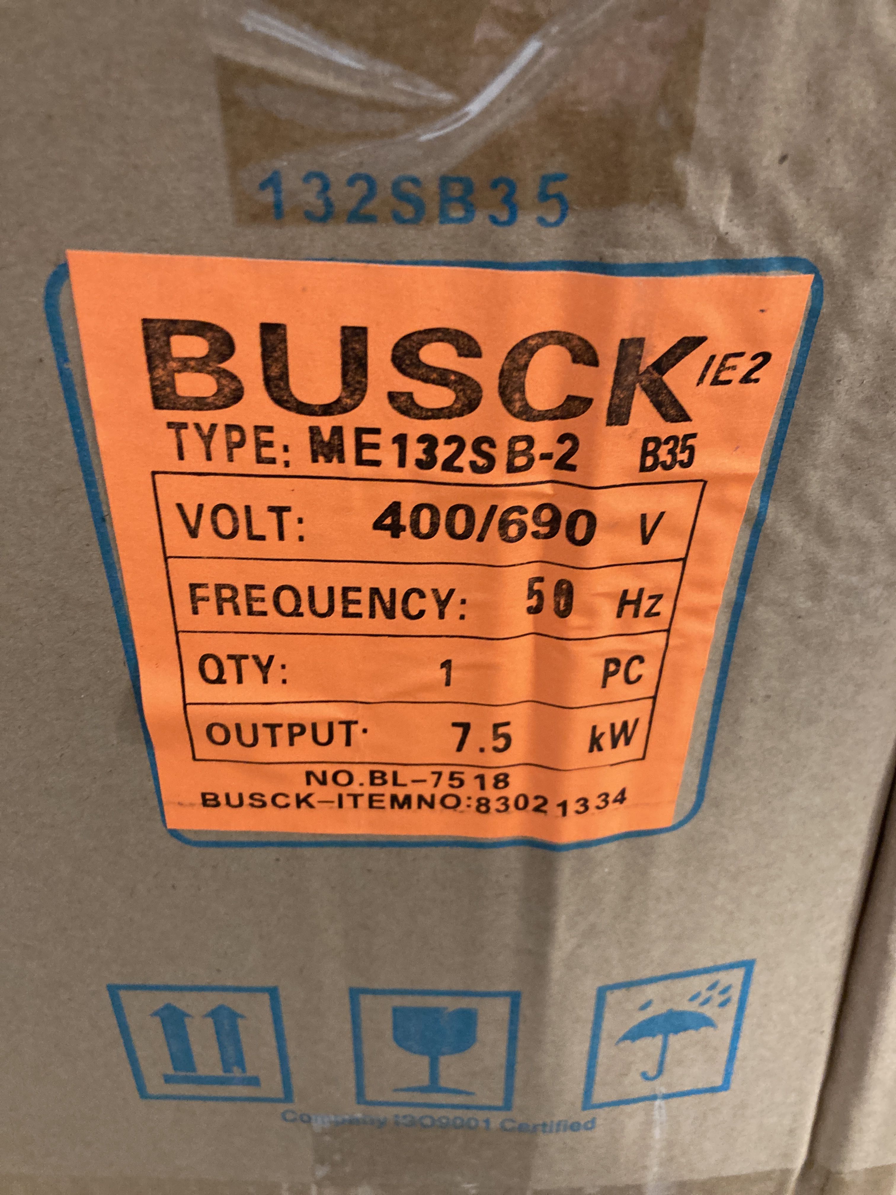 Electric motor Busck ME 132SB-2 B35 7.5kW - PS Auction - We value the ...