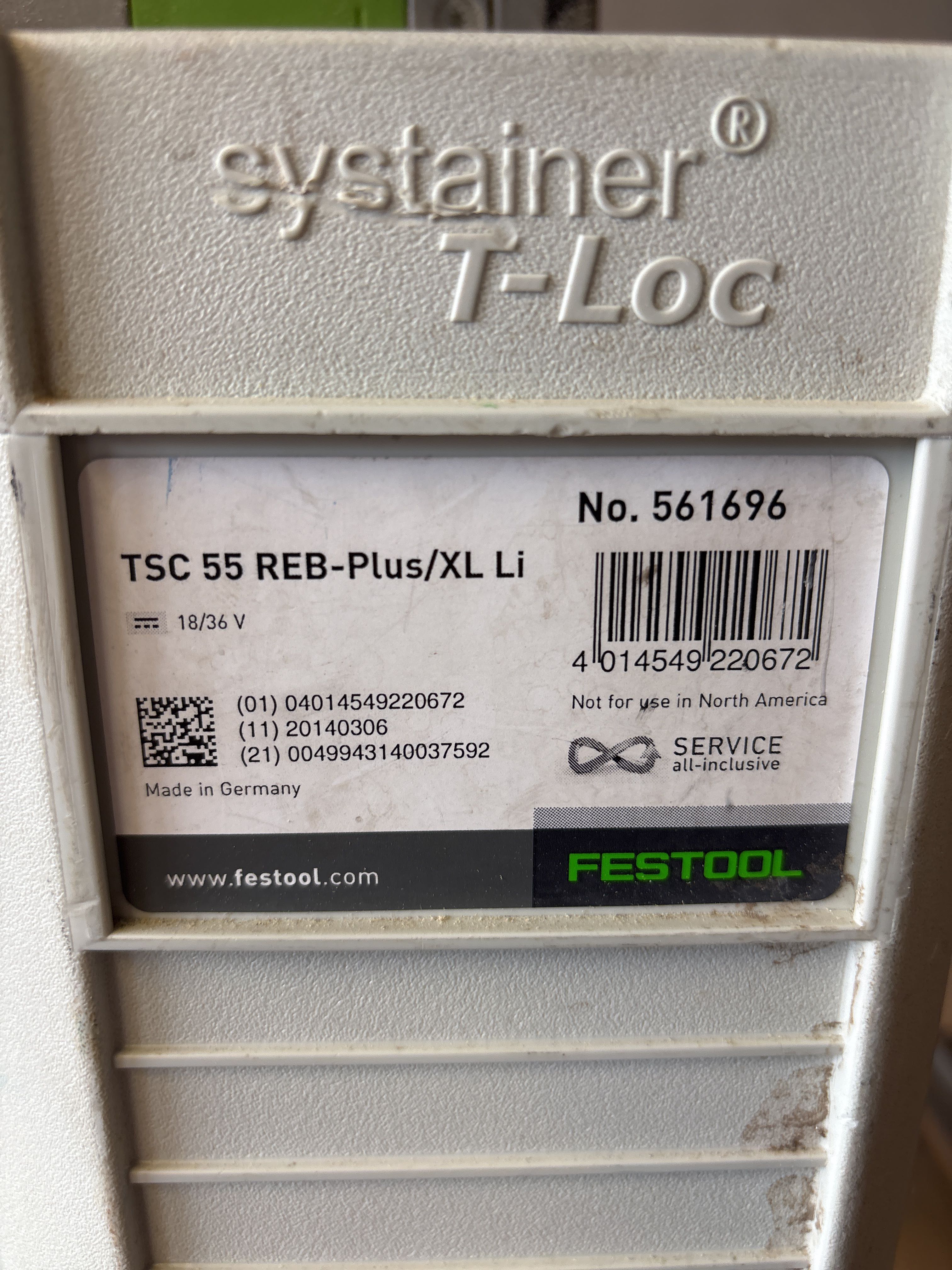 Sänksåg med styrskenor och tillbehör - Festool TSC 55 REB-Plus/XL Li ...