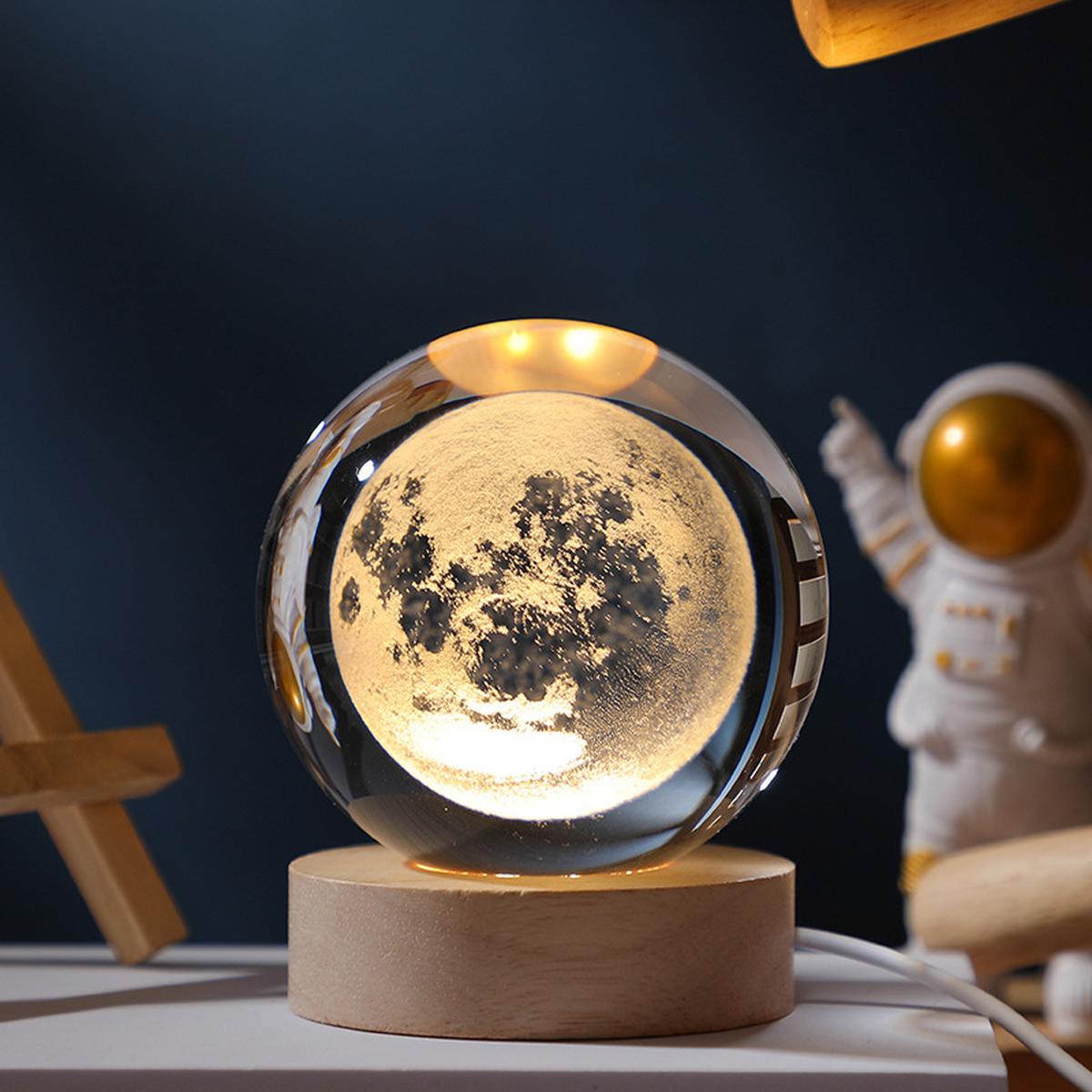 4 pcs Crystal lamps with 3D-Engraved Moon and Wooden base - Free ...