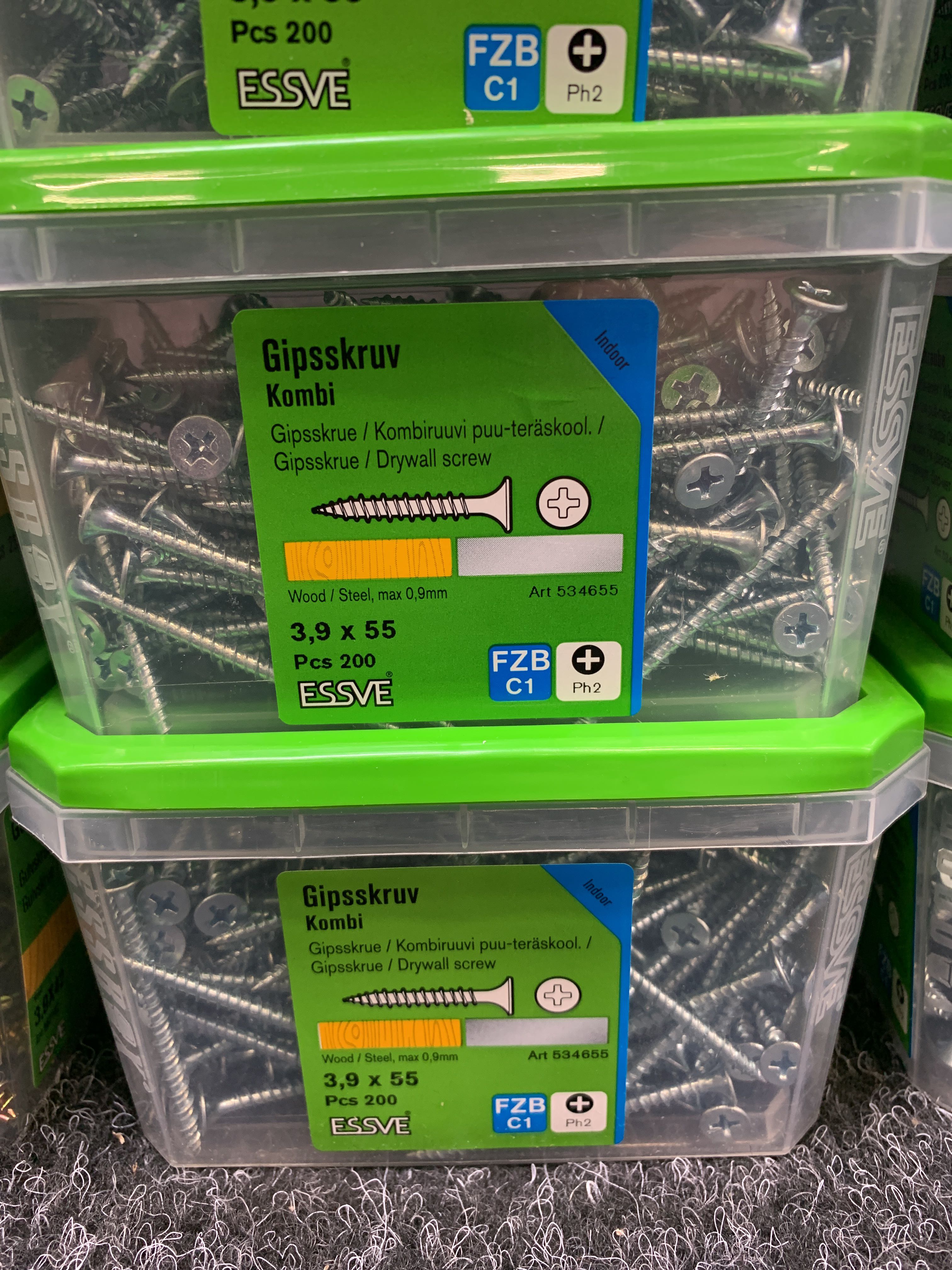 Sortiment med montageskruv, golvskruv, gipsskruv & list-sockelskruv ...