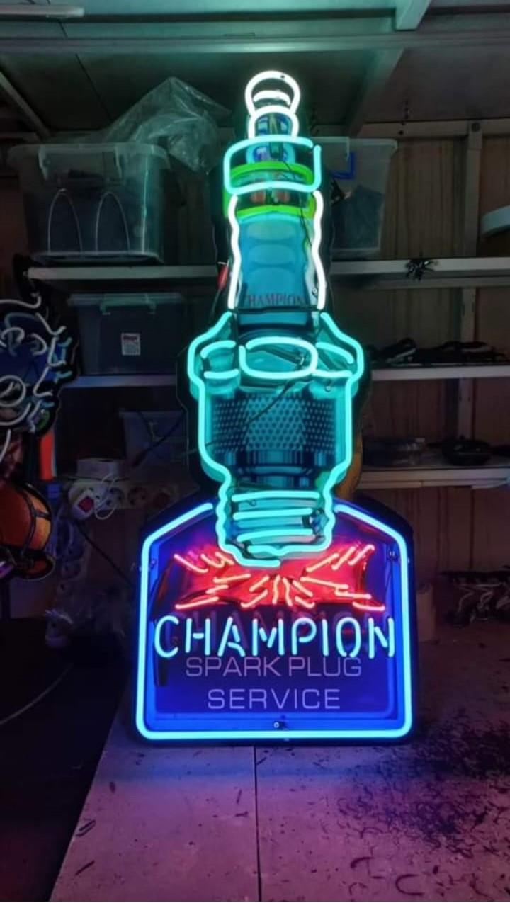 New neon sign Champion spark plug - PS Auction - We value the future ...