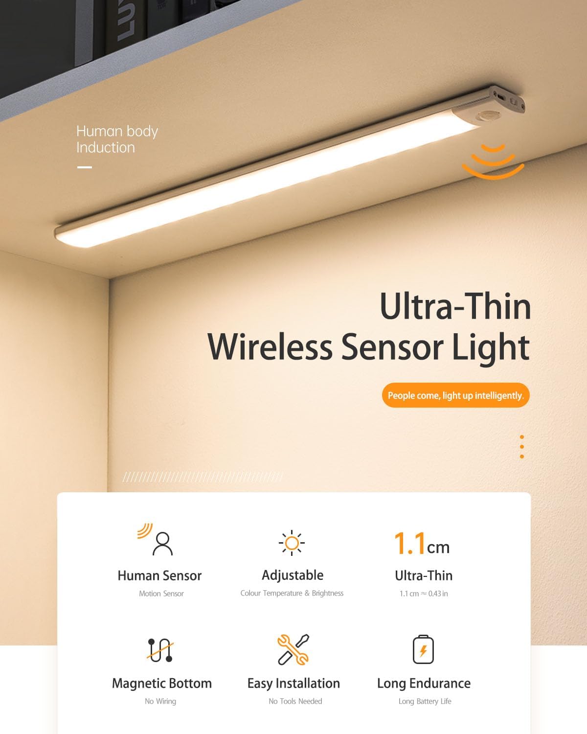 4 pcs LED sensor lights – 10 cm – Wireless & rechargeable - Free ...