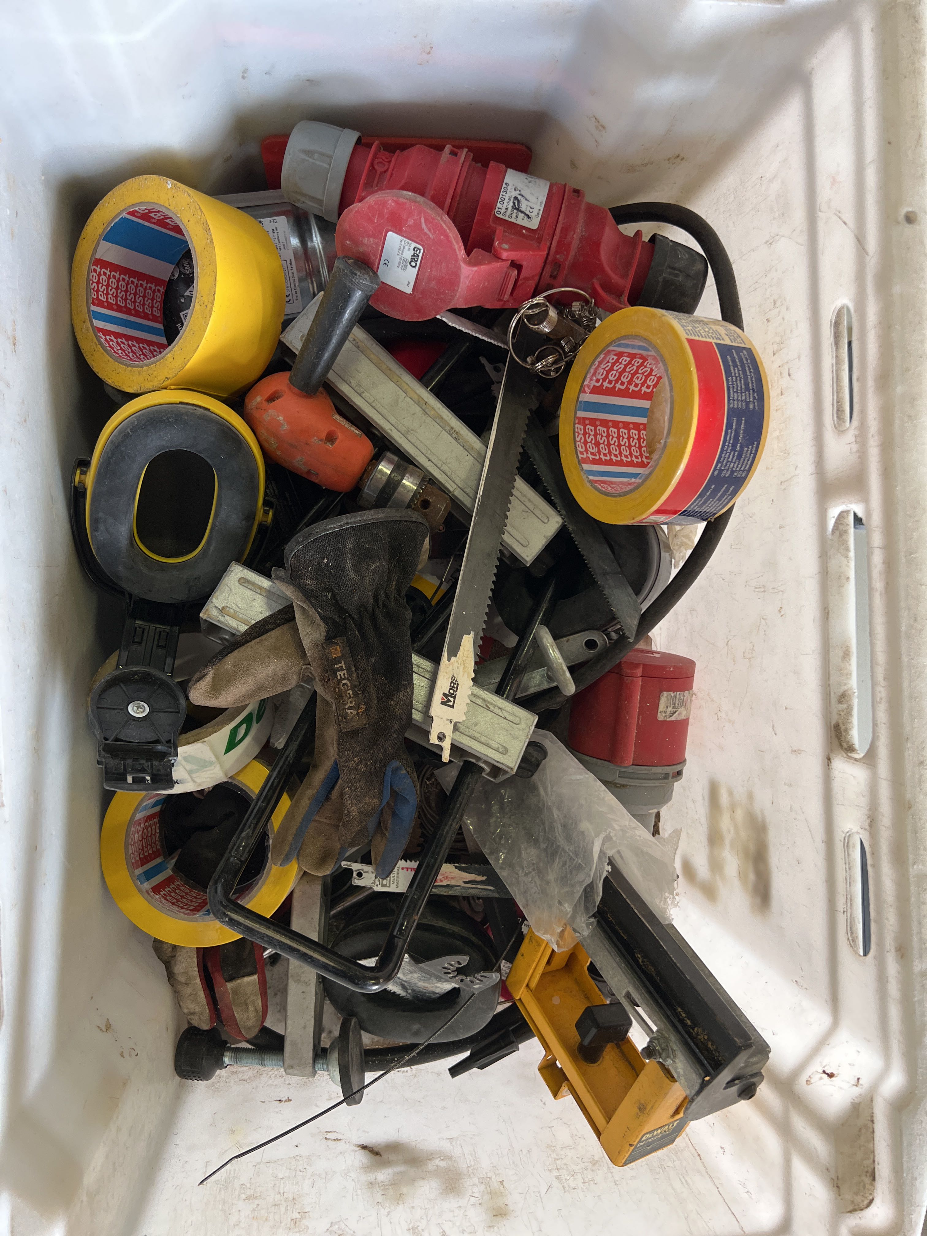 Various construction accessories spirit levels, work stands, screw ...