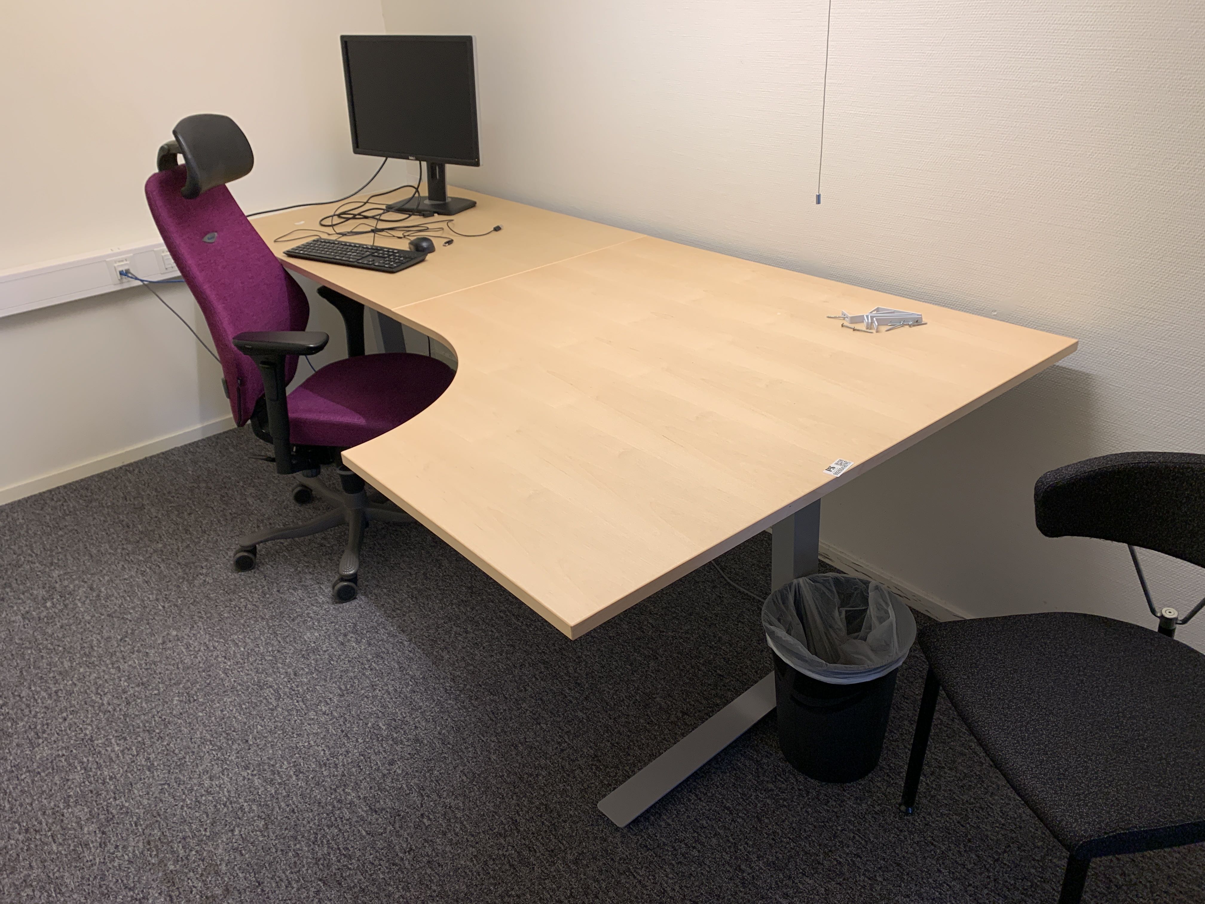 Office furniture: Electric raise/lower desk, office chair, computer ...