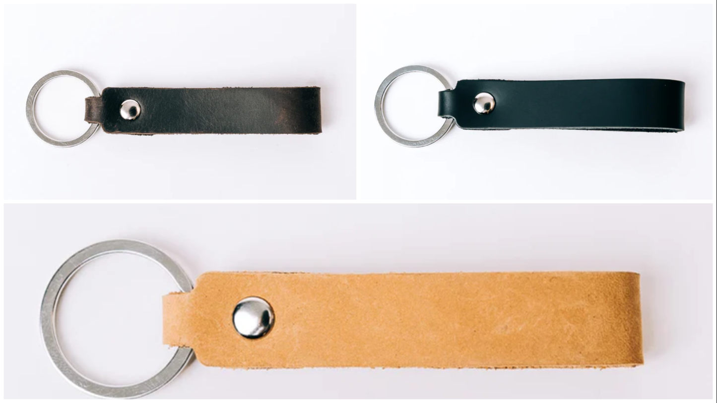 Leather key rings, 3 pcs – Galio of Sweden, Italian leather, metal ring ...