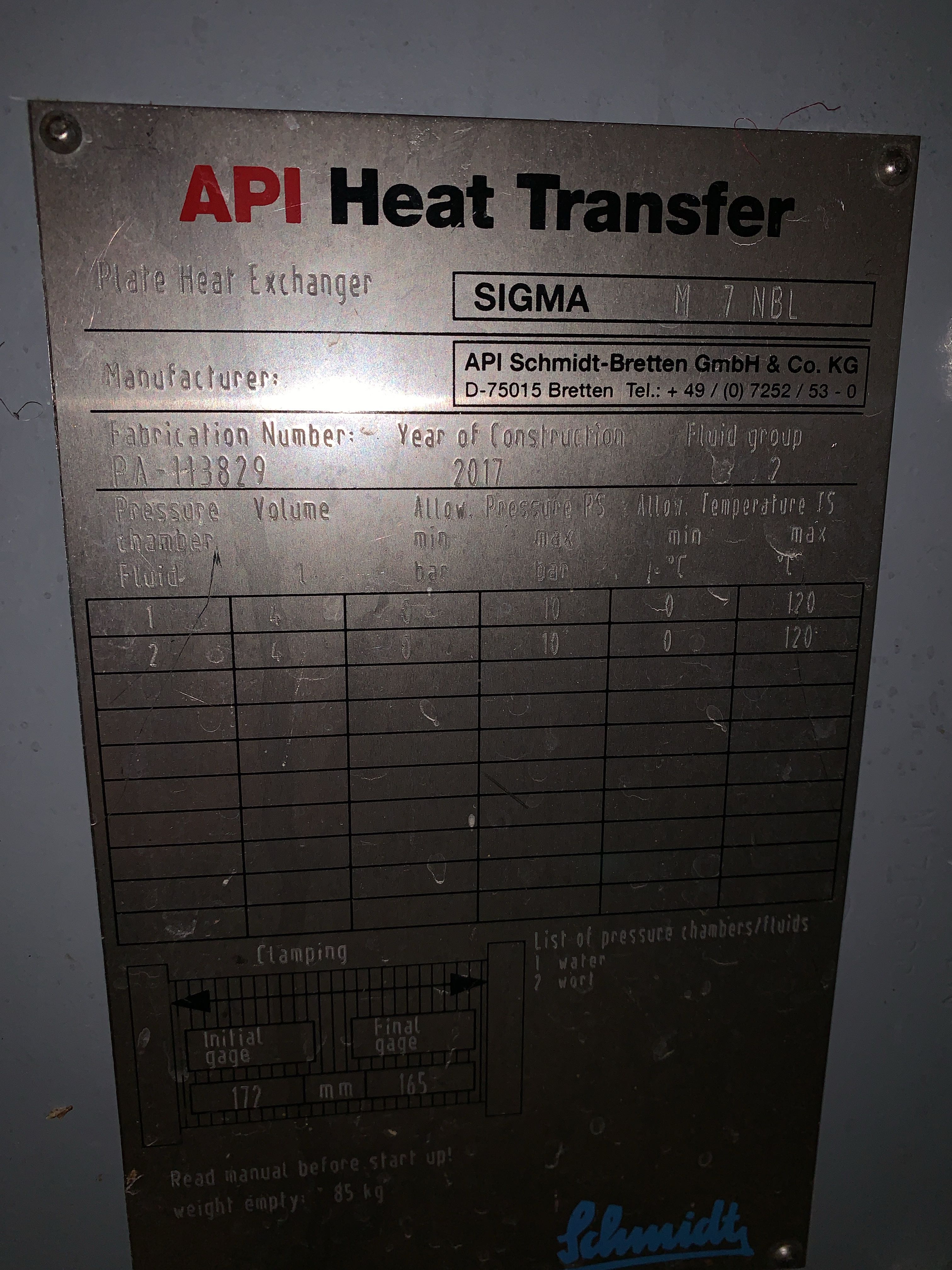 Heat exchanger Schmidt Sigma M7 NBL - 2017 - PS Auction - We value the ...