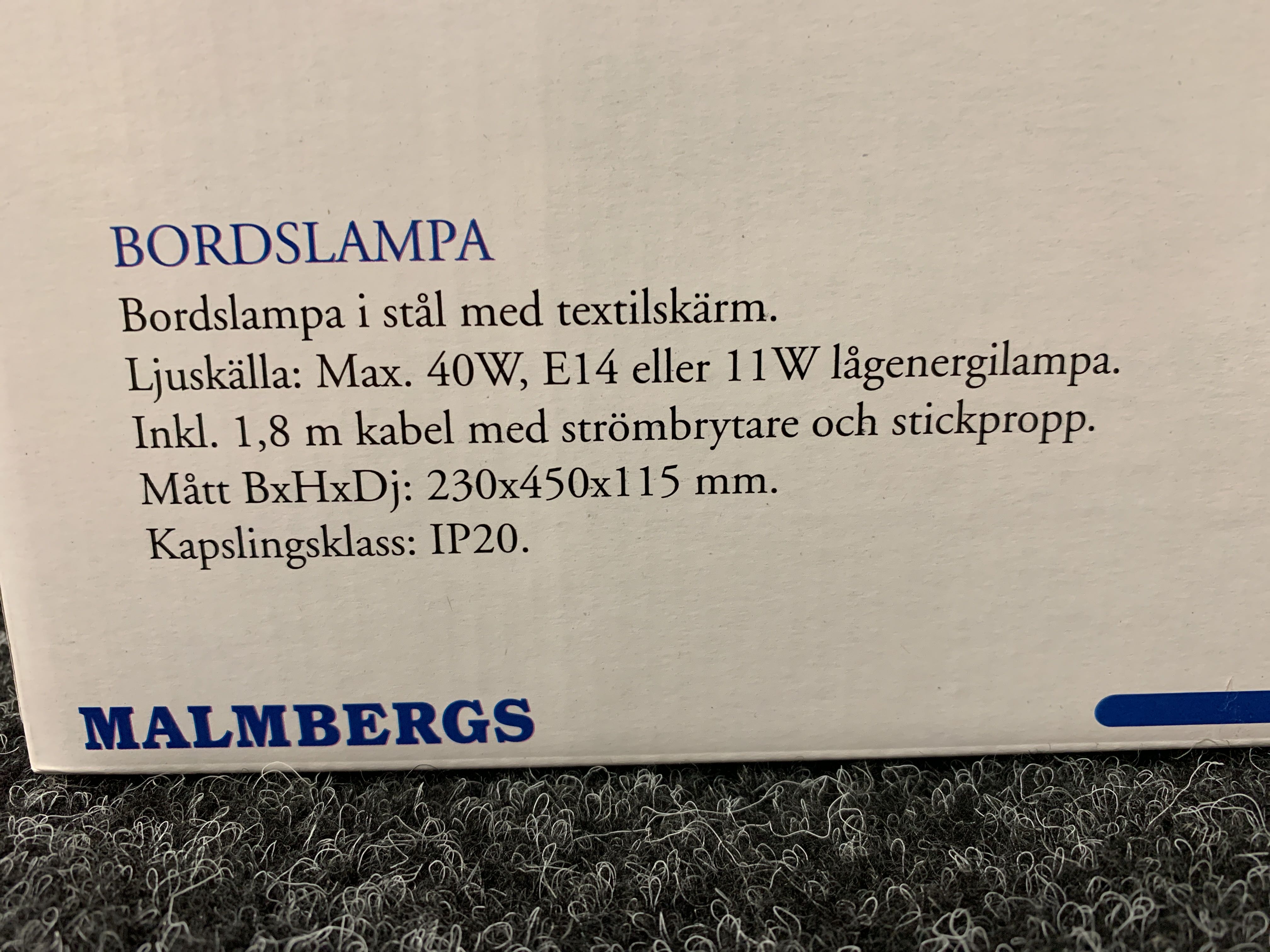 2 table lamps Malmbergs Basic, black - PS Auction - We value the future ...