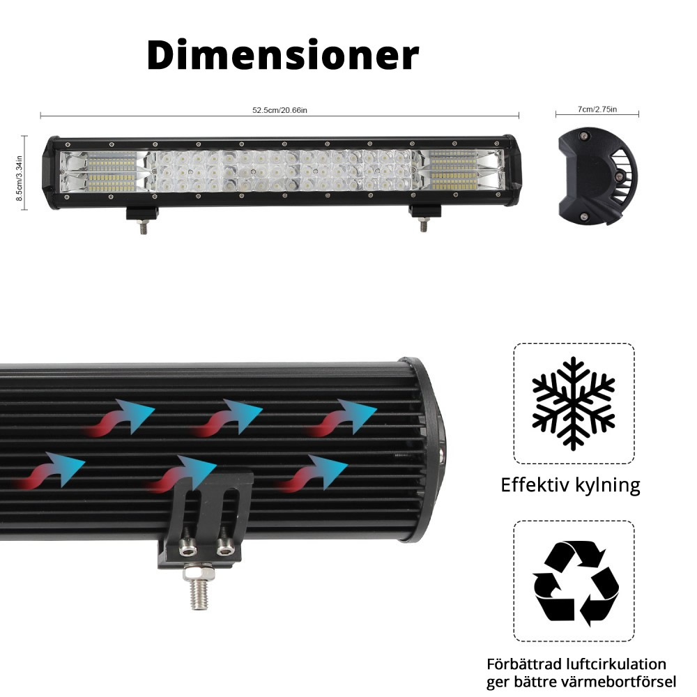 LED extra light ramp, 3 rows LED, 288W - Free shipping - PS Auction ...