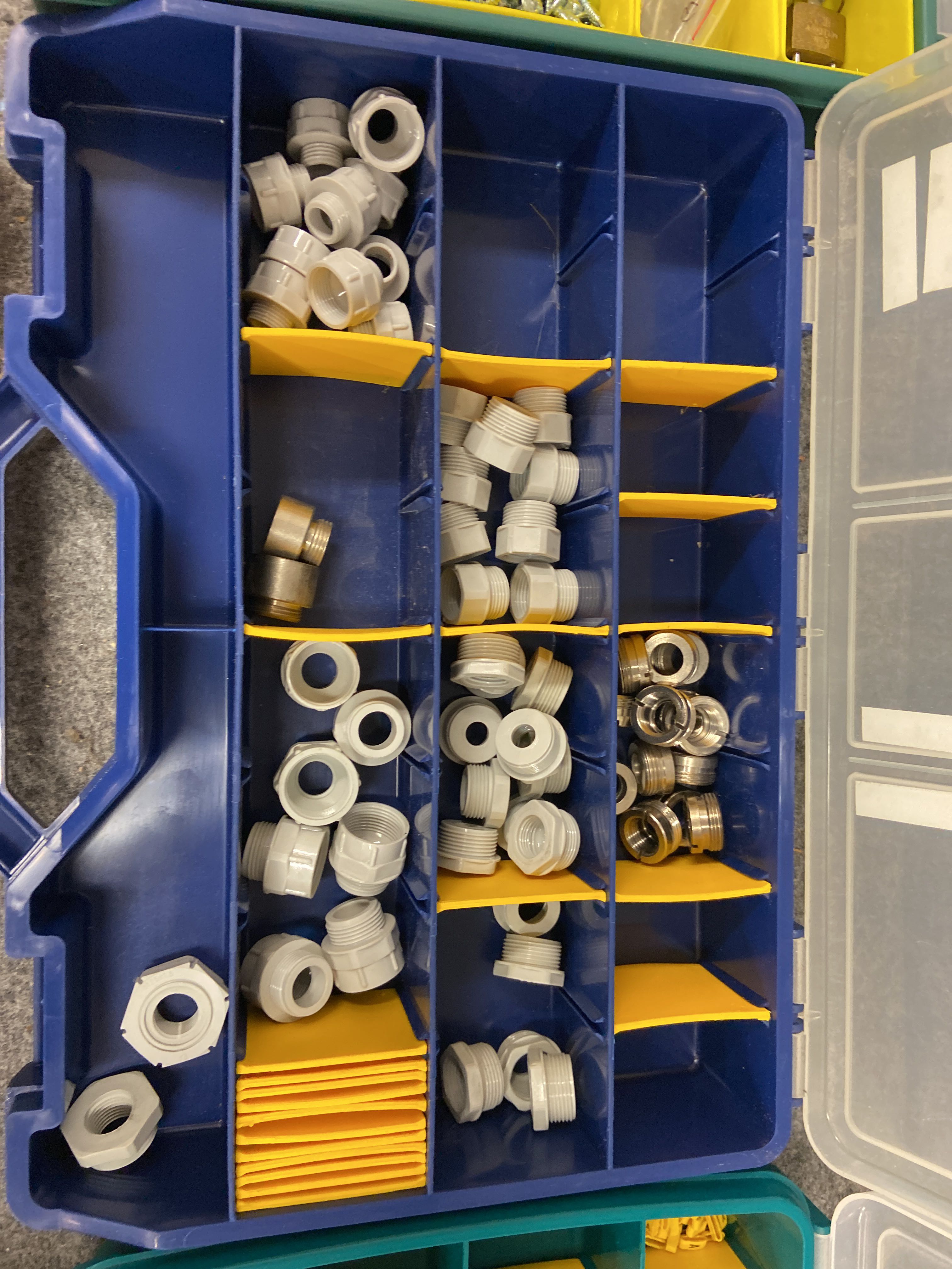 Assortment boxes with various contents and work gloves - PS Auction ...