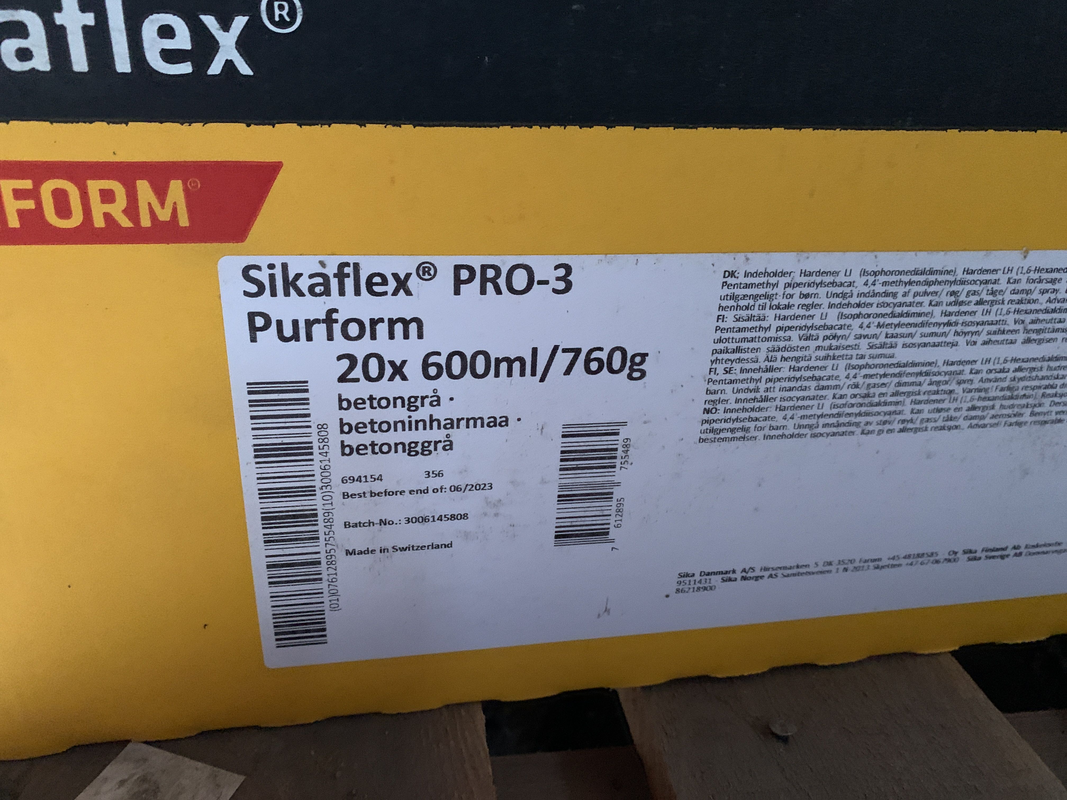 Lim för patronspruta Sikaflex PRO-3 Purform 600ml, 20 kartonger ...