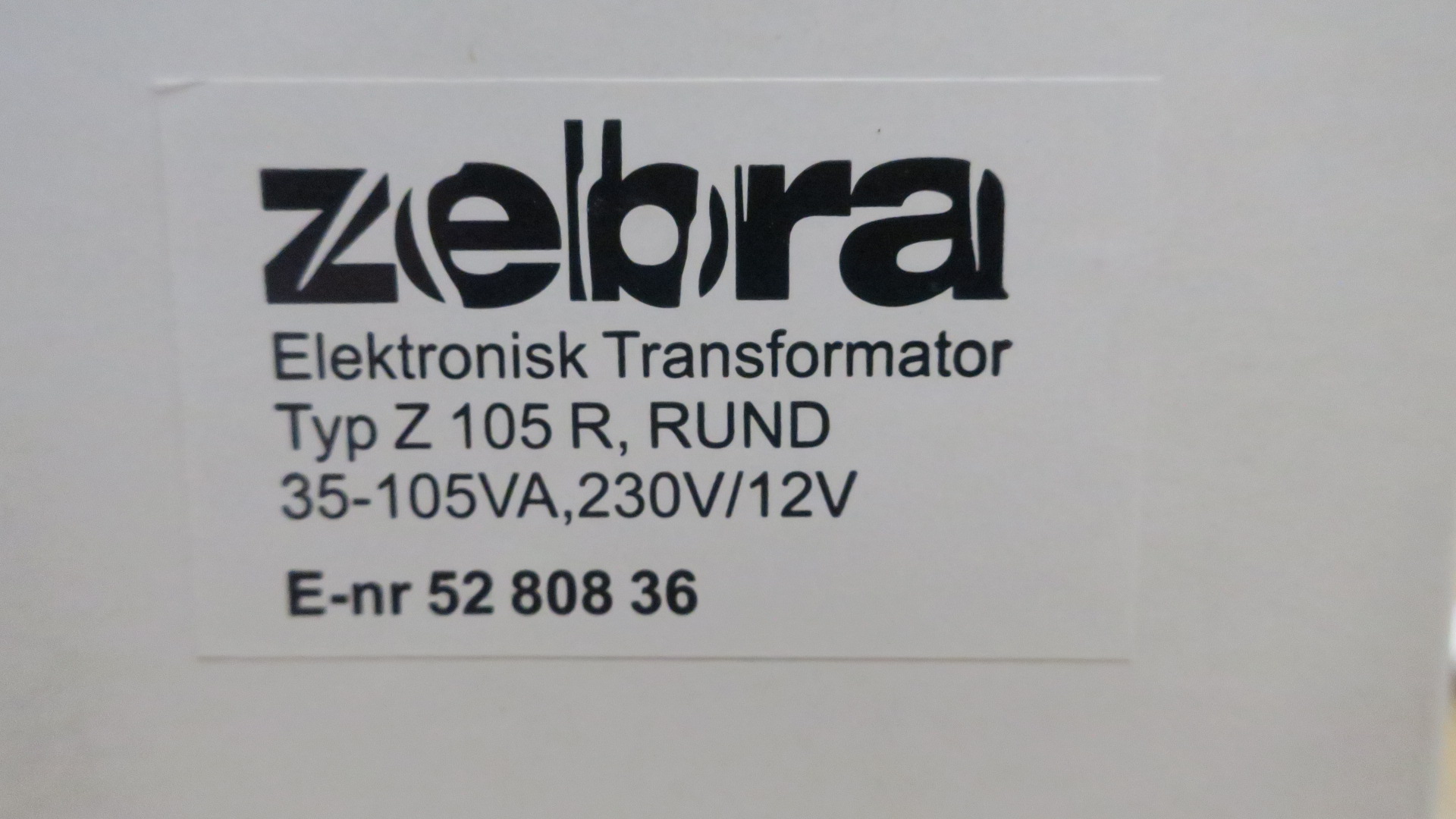 100 Zebra Electronic Transformer Z 105R 35-105VA, 230V / 12V - PS ...